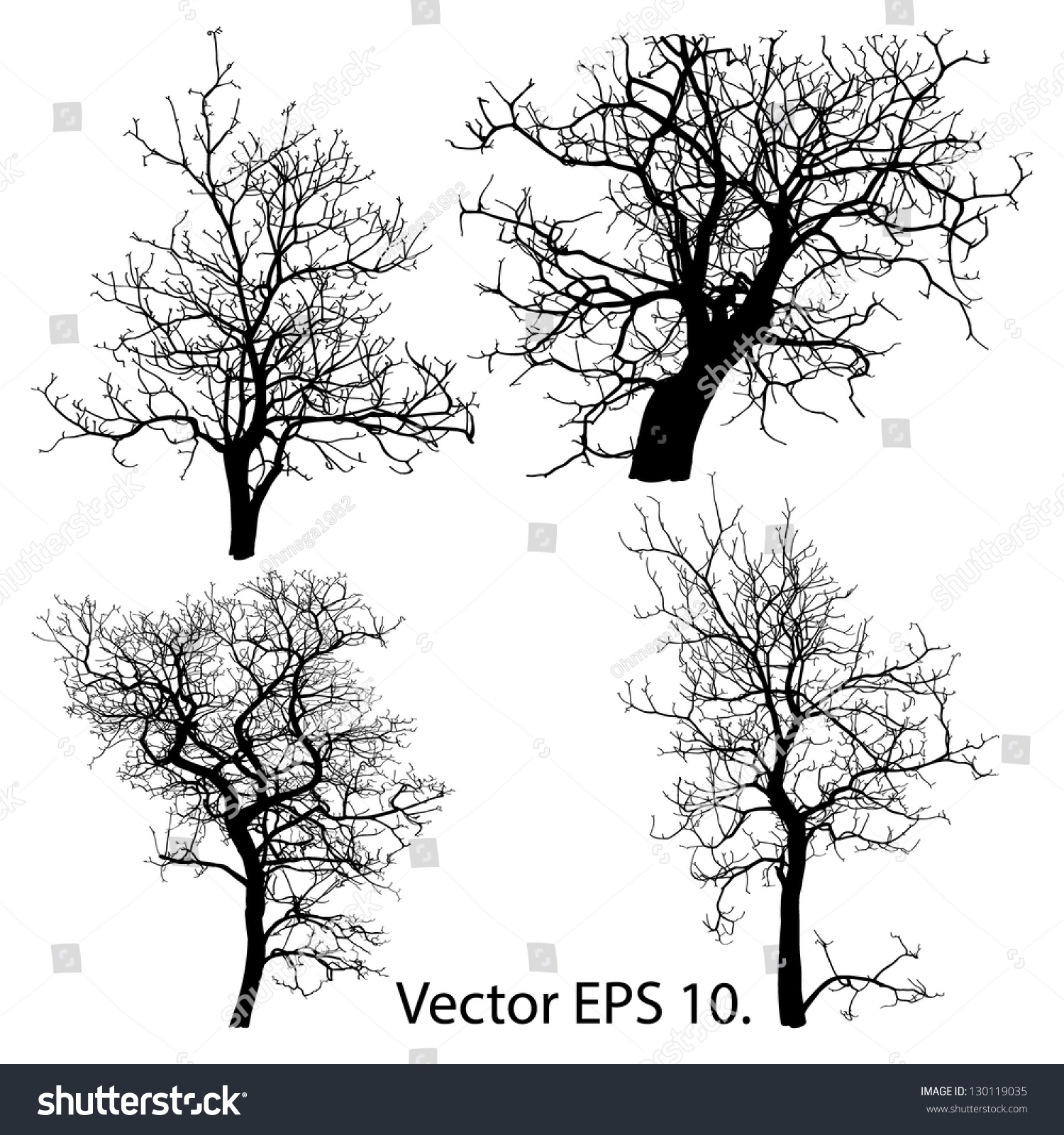 Dead Tree Without Leaves Vector Illustration Stock Vector (Royalty Free ...