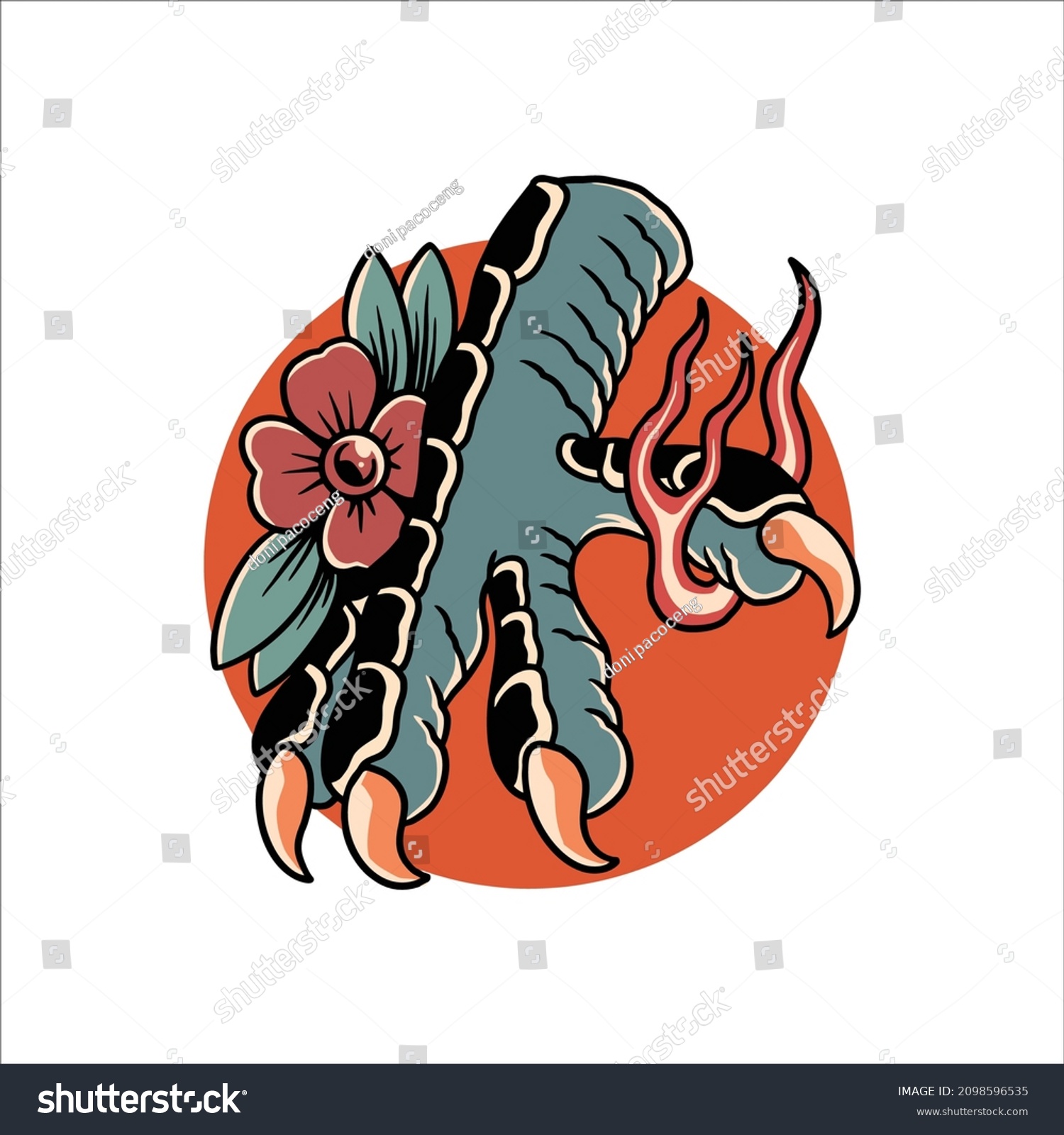 Death Claw Tattoo Vector Design Stock Vector (Royalty Free) 2098596535