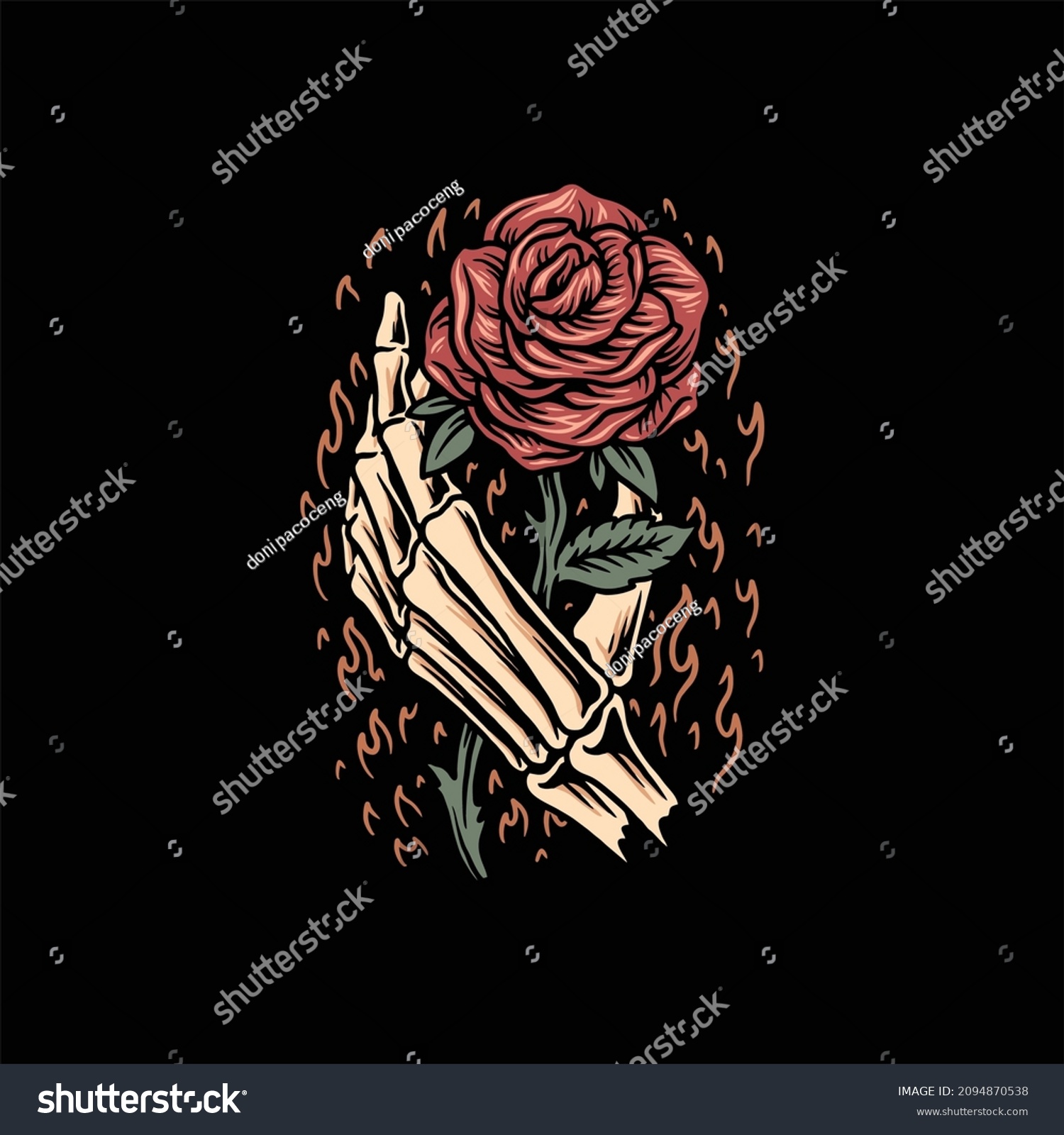 Death Rose Tattoo Vector Design Stock Vector (Royalty Free) 2094870538 ...