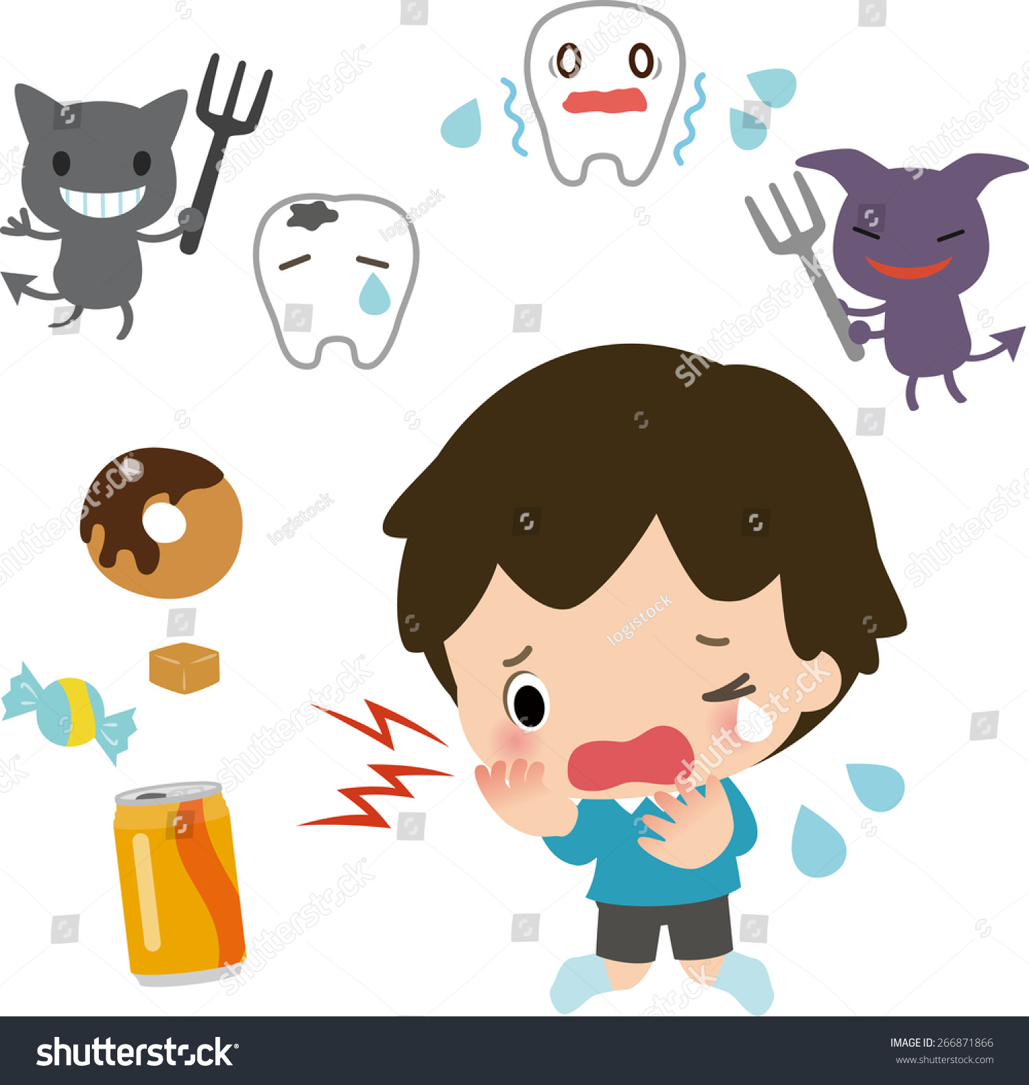 Decayed Toothcrying Child Bacteria Stock Vector (Royalty Free) 266871866