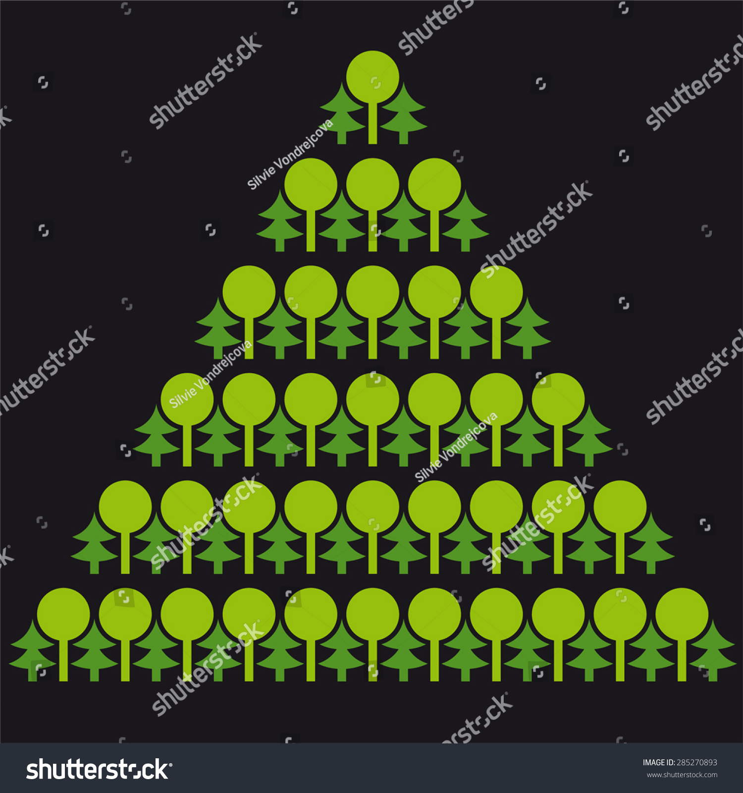 Deciduous Coniferous Trees Vector Pyramid Stock Vector (Royalty Free ...