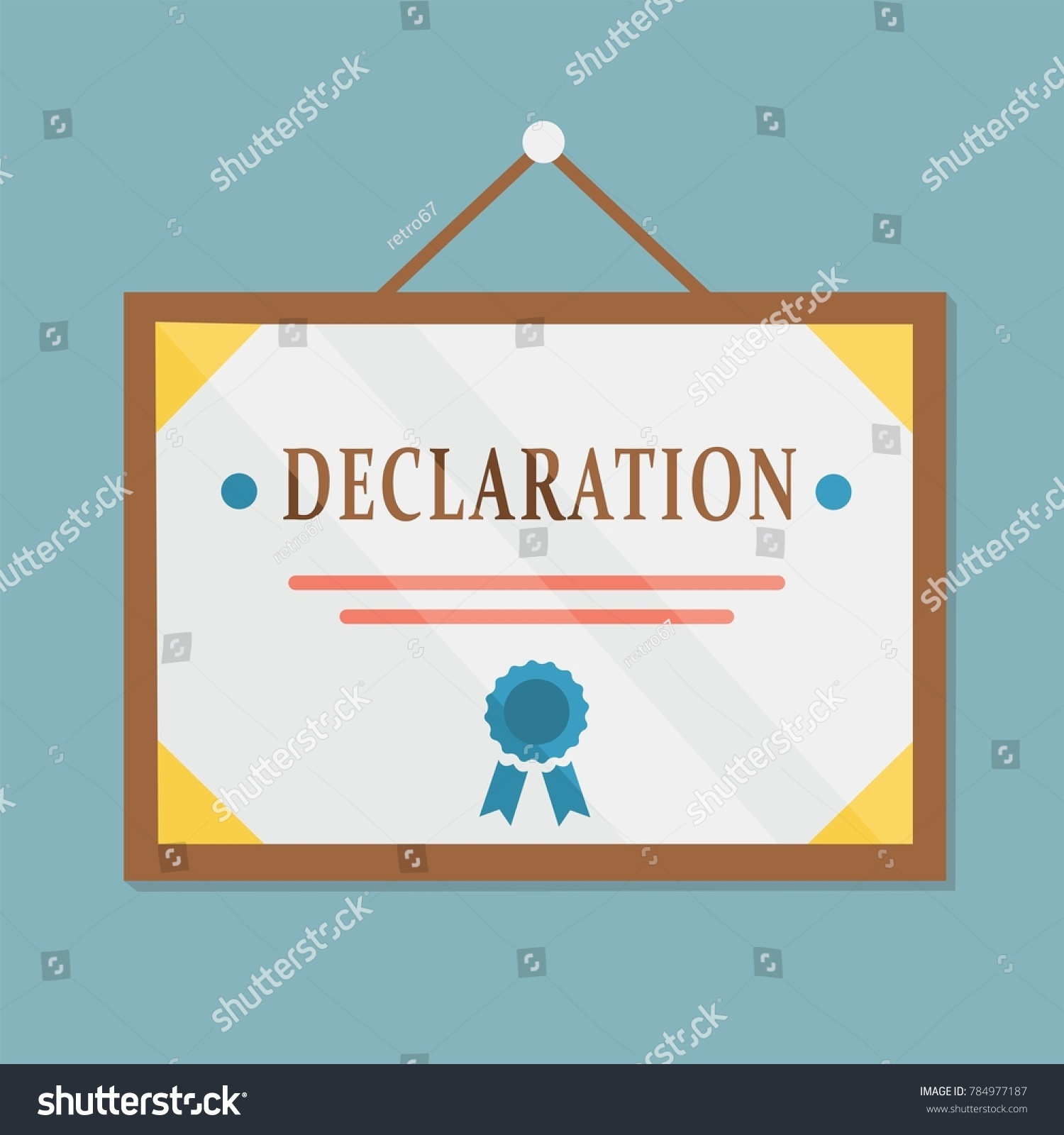 Declaration Frame On Wall Flat Design Stock Vector (Royalty Free ...