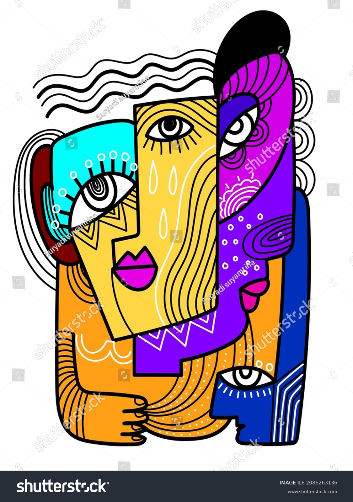 Decorative Abstract Face Portrait Vector Illustration Stock Vector ...