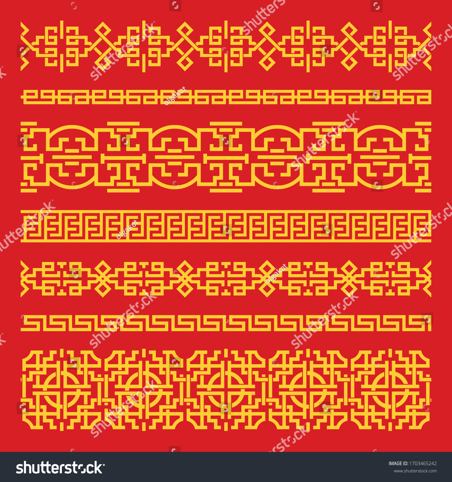 Decorative Asian Style Borders Frame Elements Stock Vector (Royalty ...