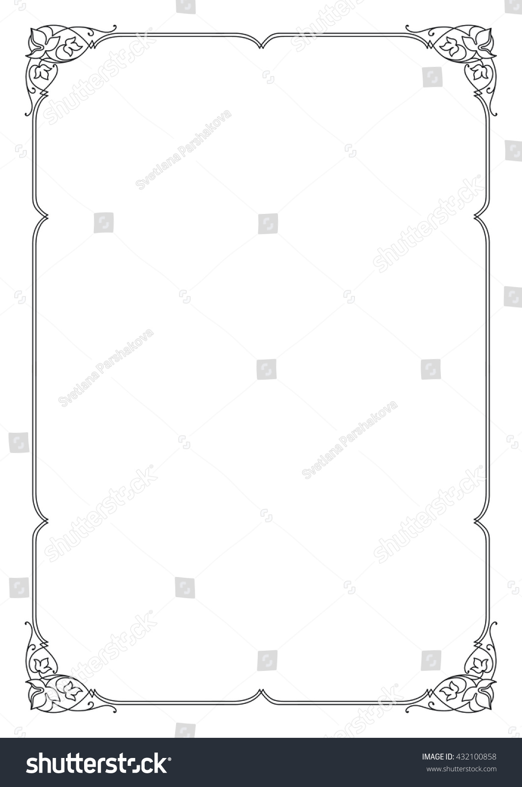 Decorative Black Border A4 Page Format Stock Vector (Royalty Free ...
