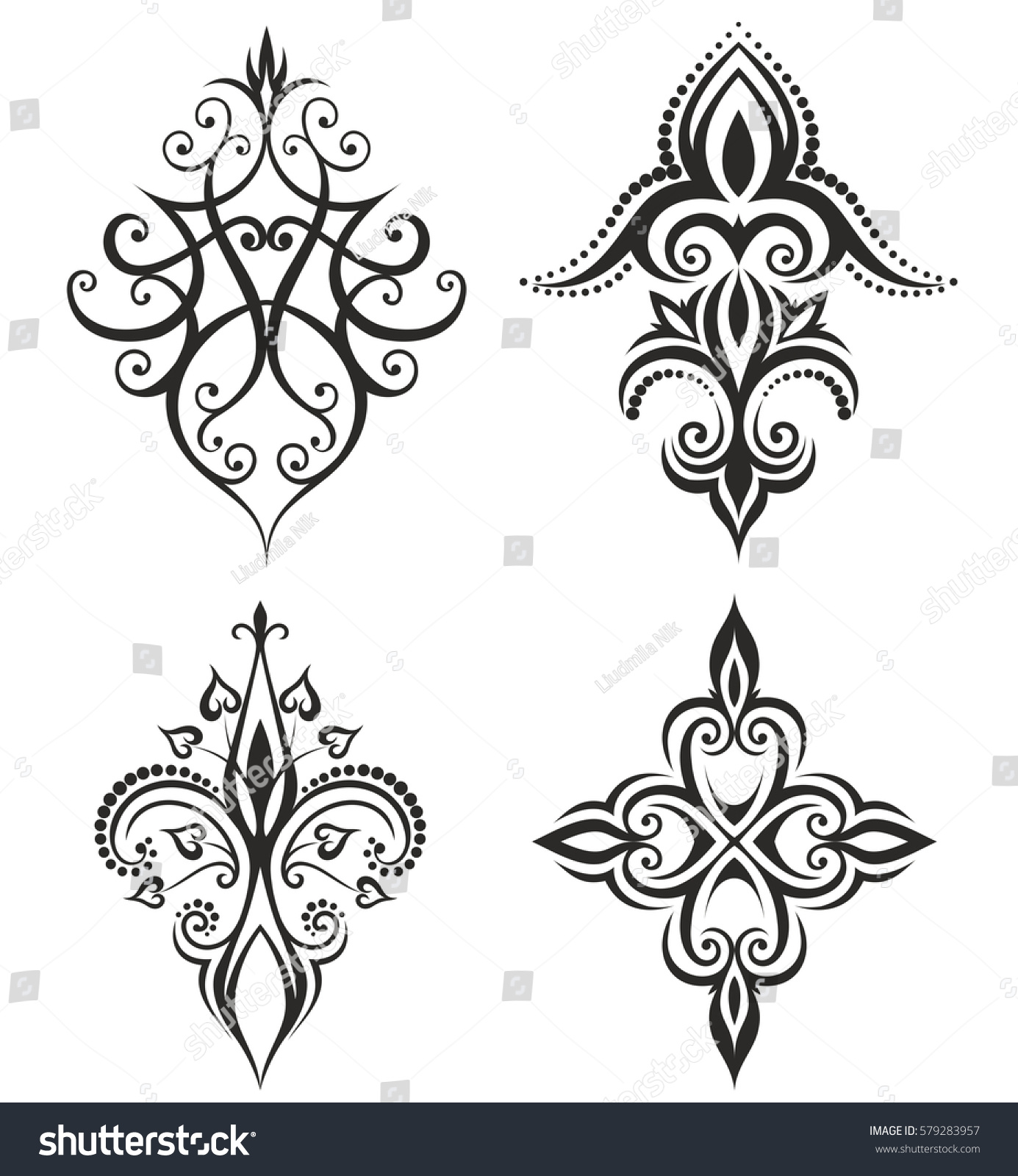 Decorative Black Pattern On White Background Stock Vector (Royalty Free ...
