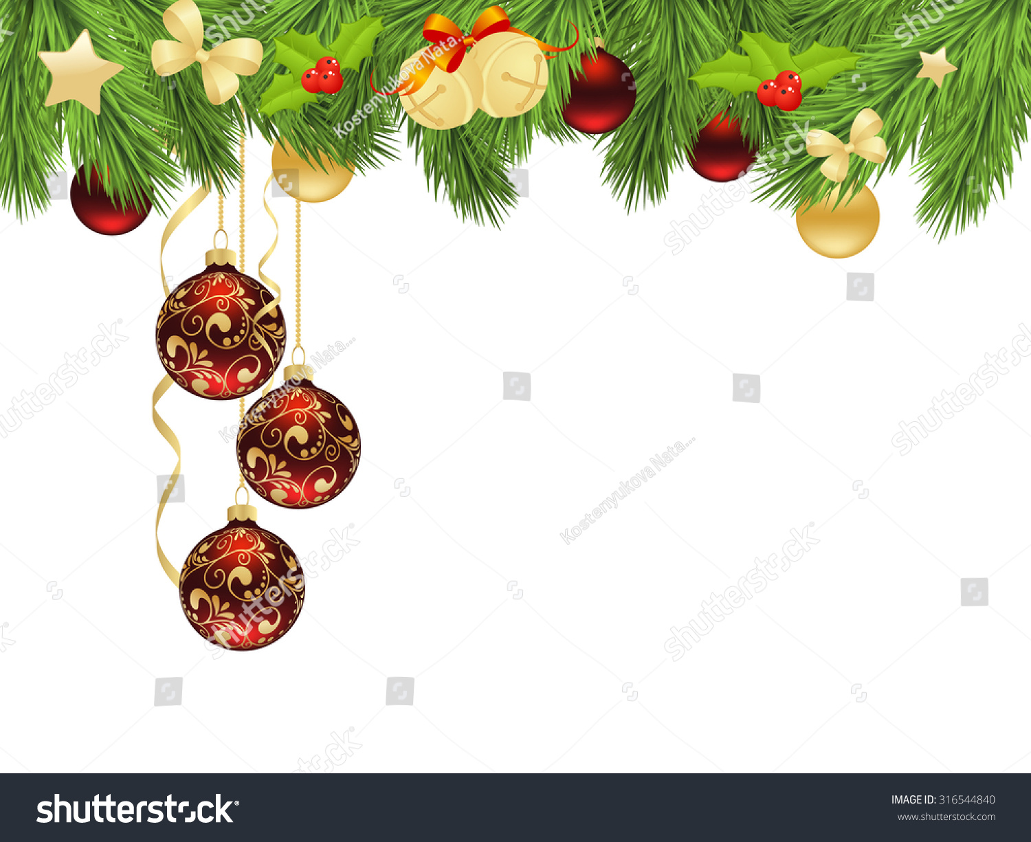 Decorative Border Traditional Christmas Objects Vector Stock Vector ...