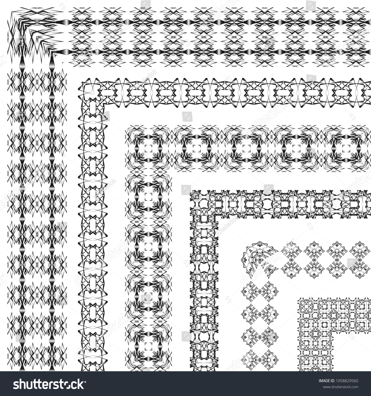 Decorative Border Frame Elements Corners Vector: เวกเตอร์สต็อก (ปลอดค่า ...