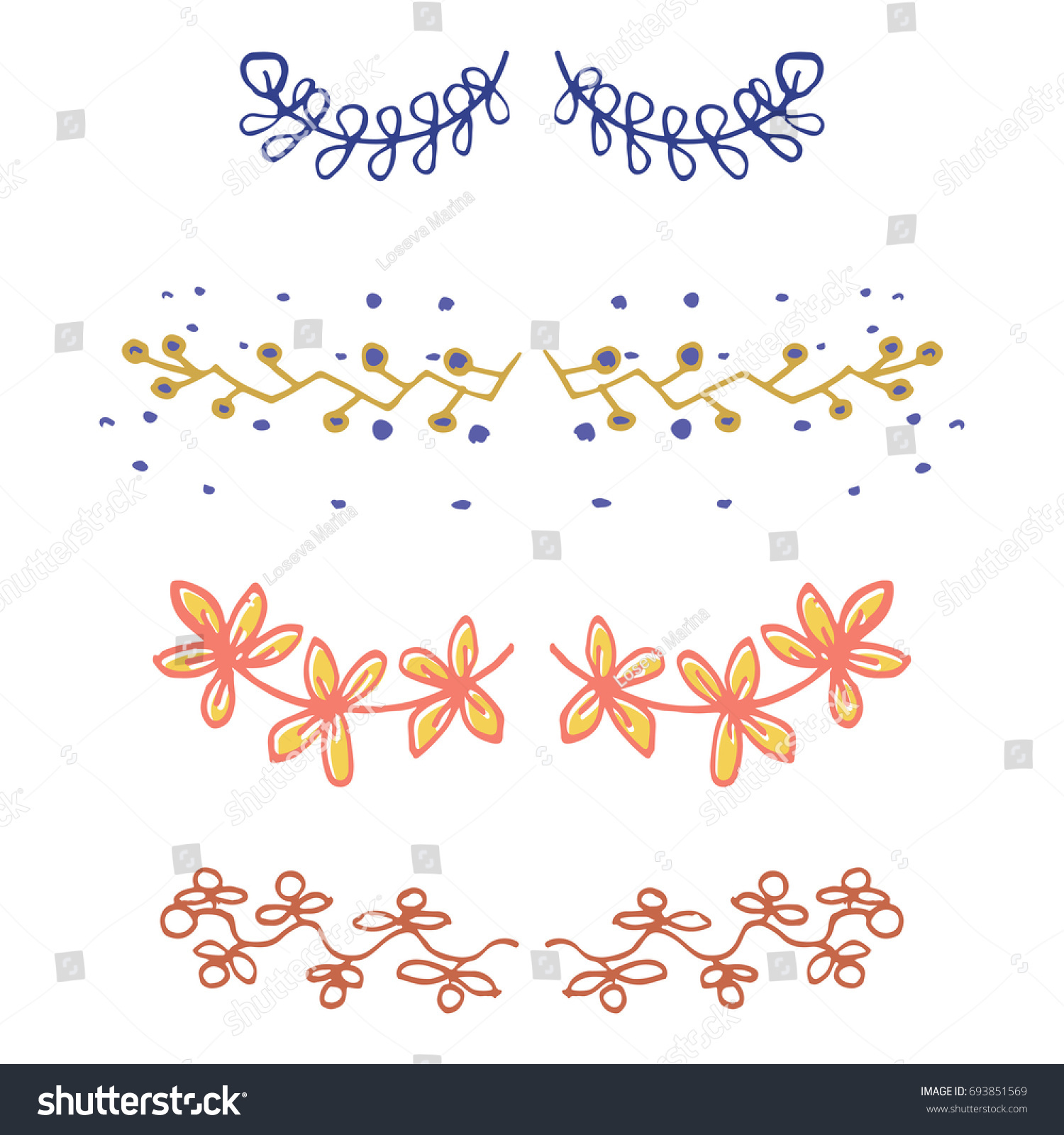 Decorative Branches Border Background Vector Elements Stock Vector ...