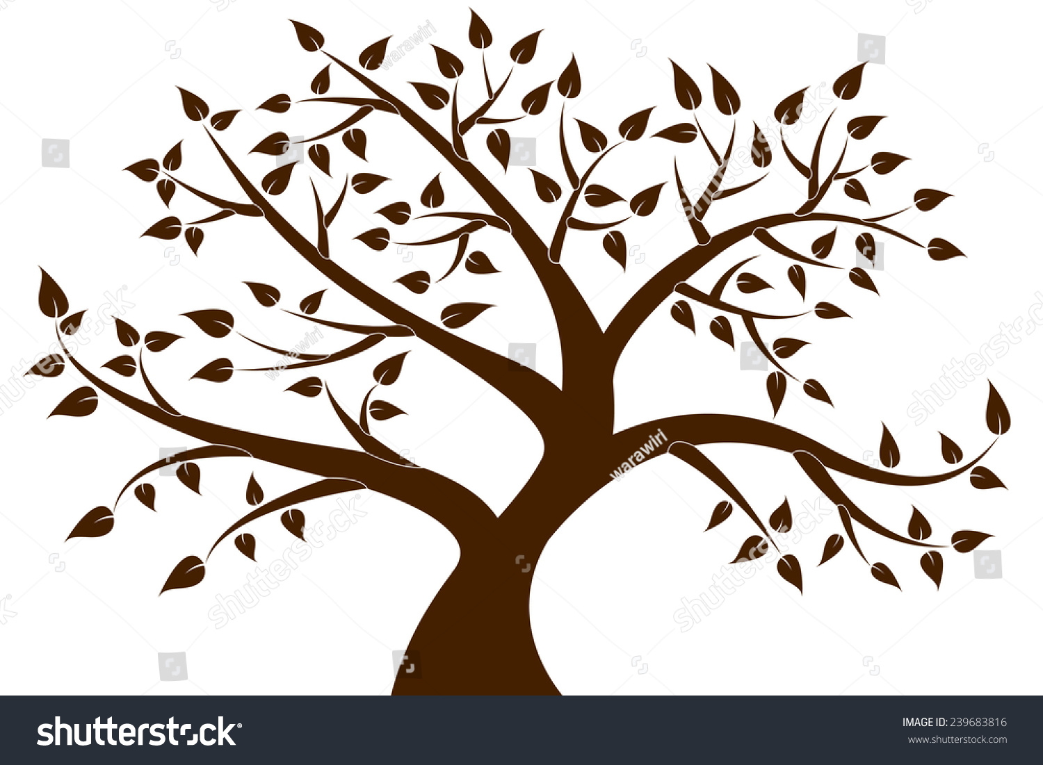 Decorative Brown Tree Silhouette Stock Vector 239683816 - Shutterstock