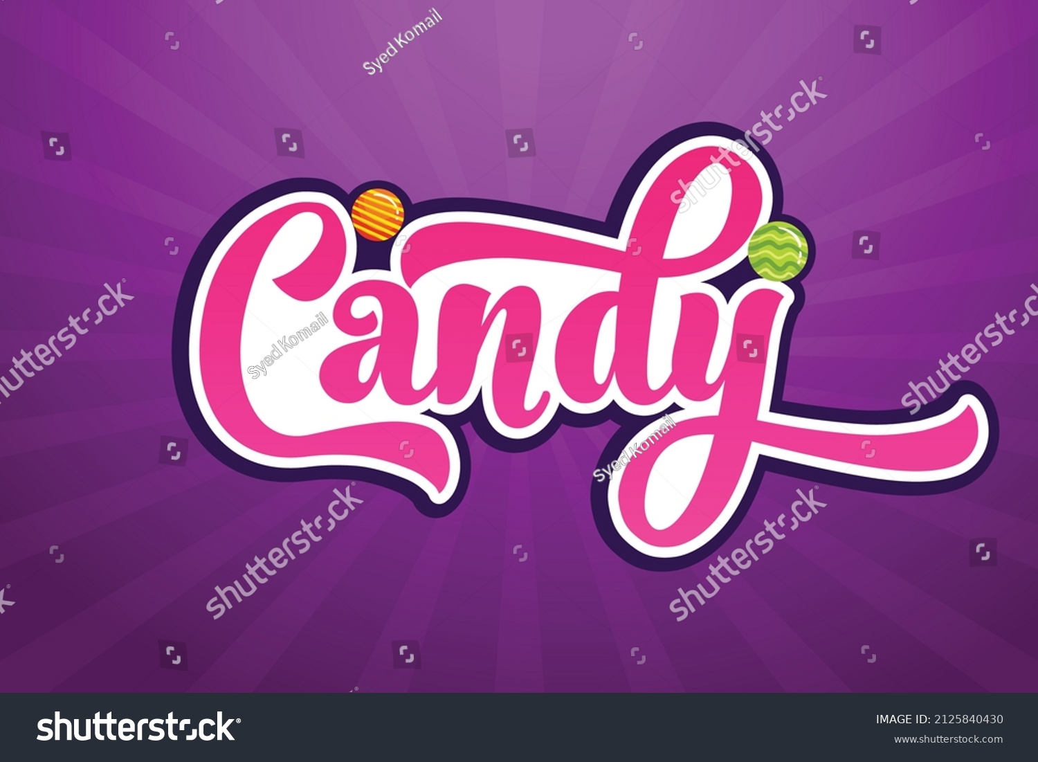 Decorative Candy Lettering Logo Vector Design Stock Vector (Royalty ...