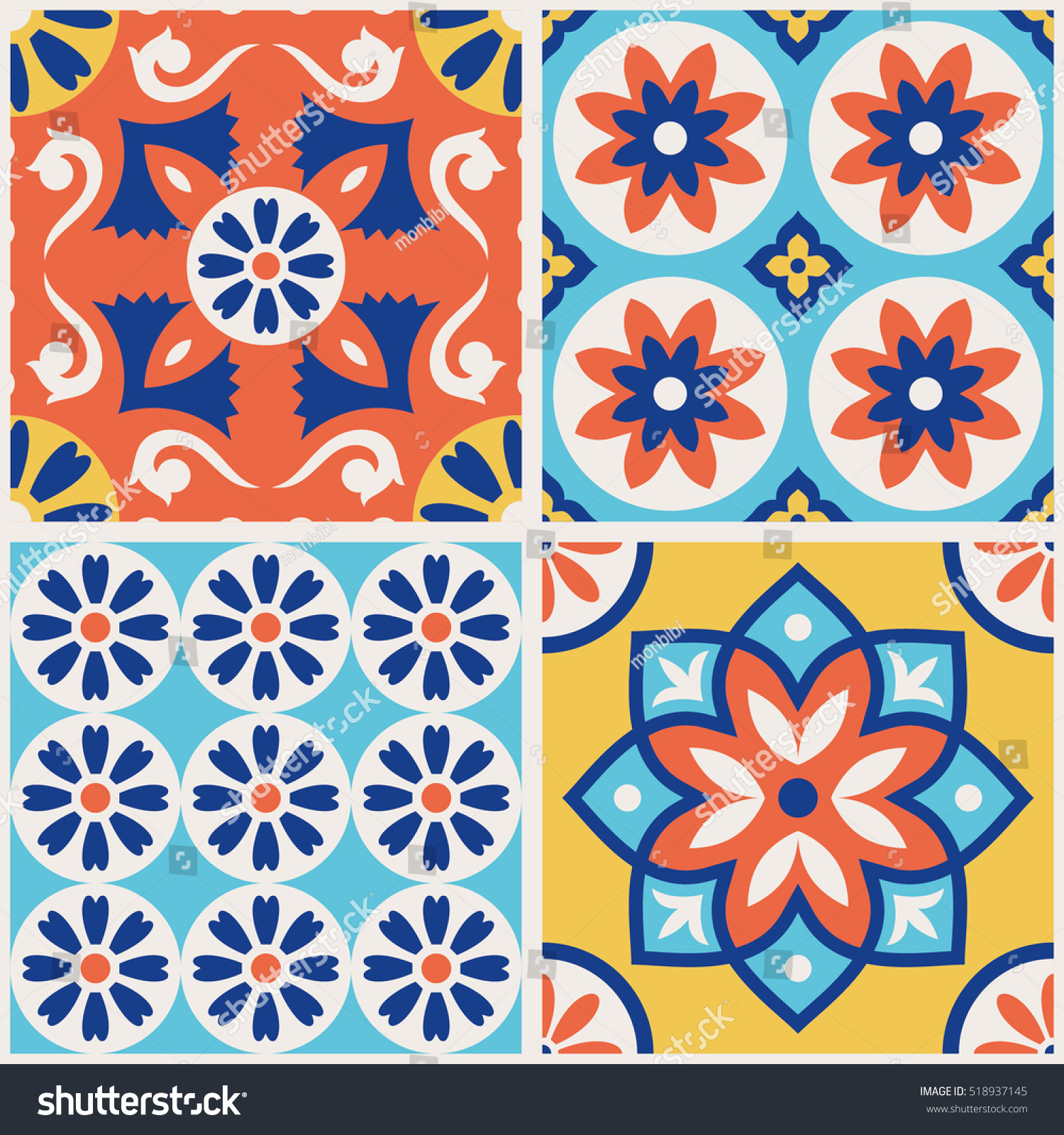 Decorative Colorful Tile Pattern Design Vector Stock Vector (Royalty ...