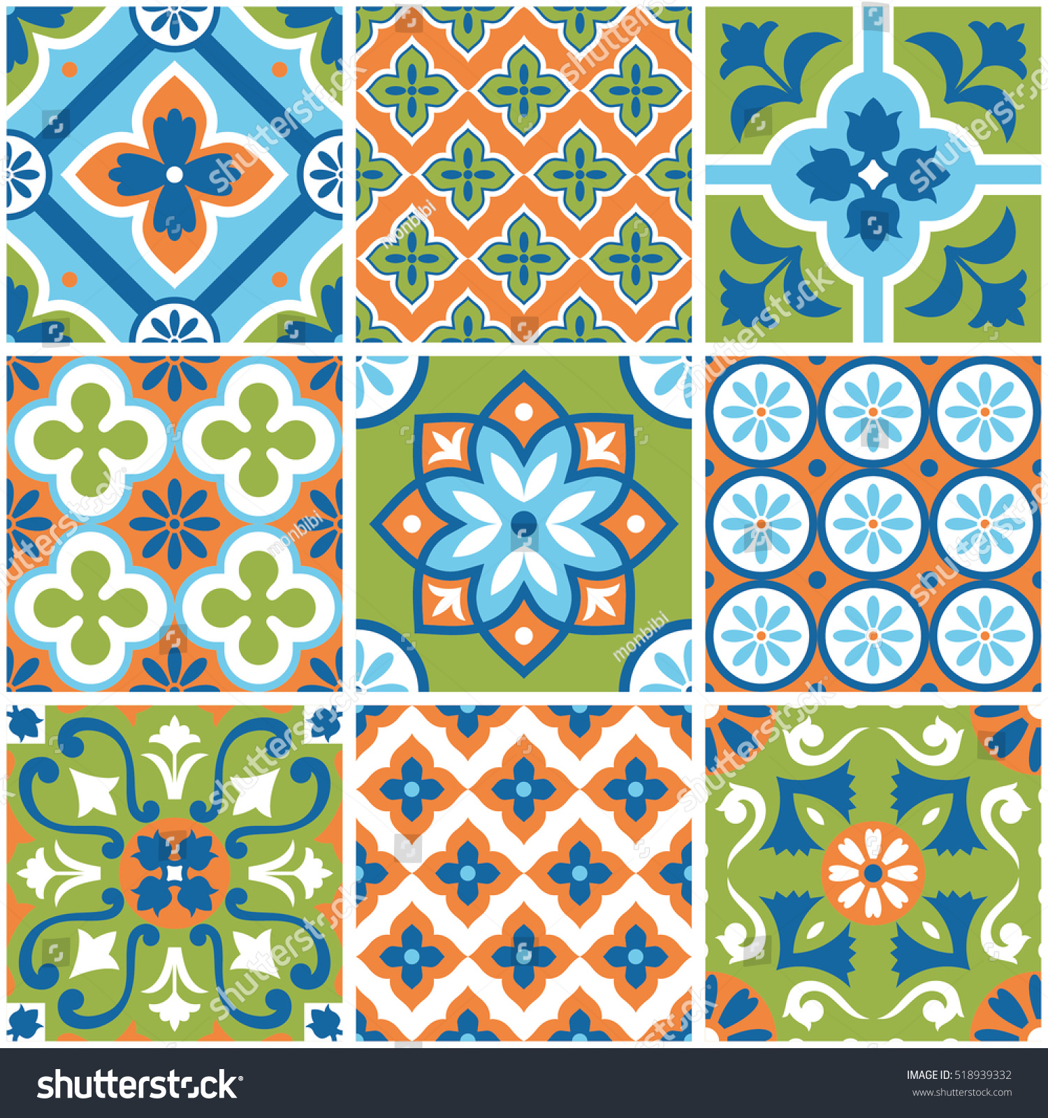 Decorative Colorful Tile Pattern Design Vector Stock Vector (Royalty ...