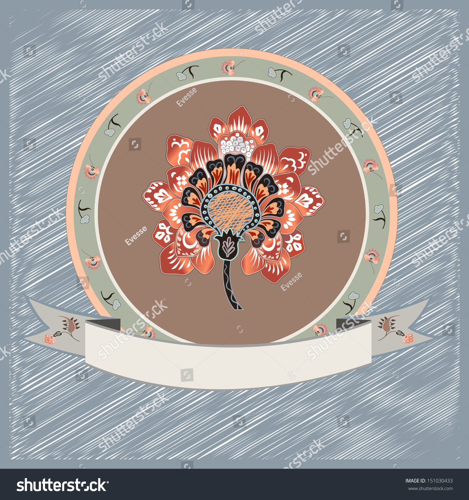 Decorative Flower Label Vector Illustration Stock Vector (Royalty Free ...