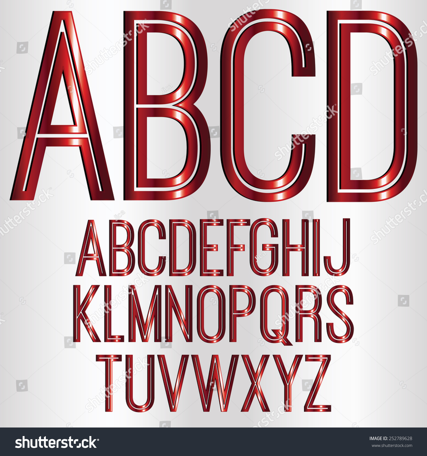 Decorative Font Red Metallic Stock Vector 252789628 - Shutterstock