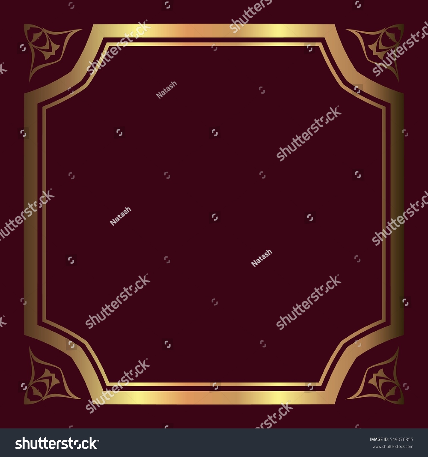 Decorative Frame Background Red Nameplate Gold Stock Vector (Royalty ...
