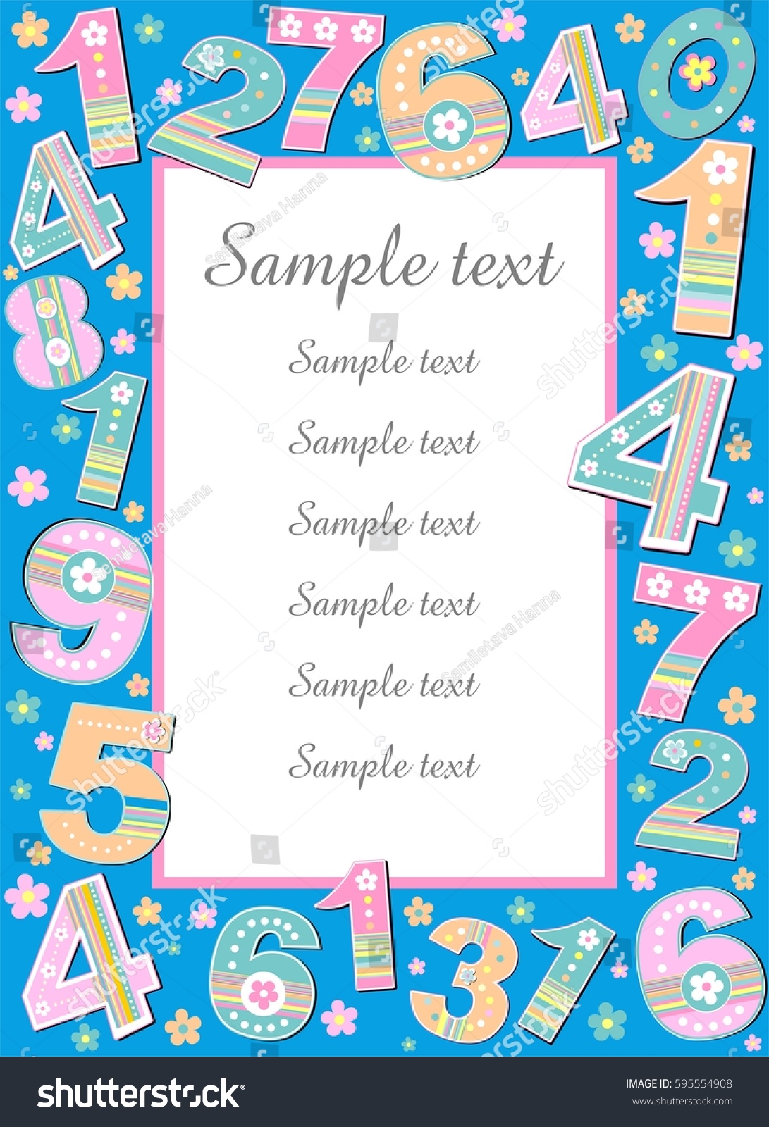 Decorative Frame Multicolor Numbers Vector Illustration Stock Vector ...