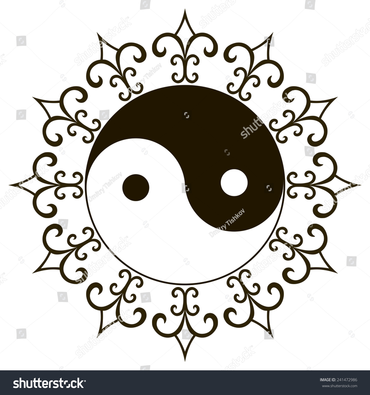 Decorative Frame Yin Yang Symbol Stock Vector (Royalty Free) 241472986