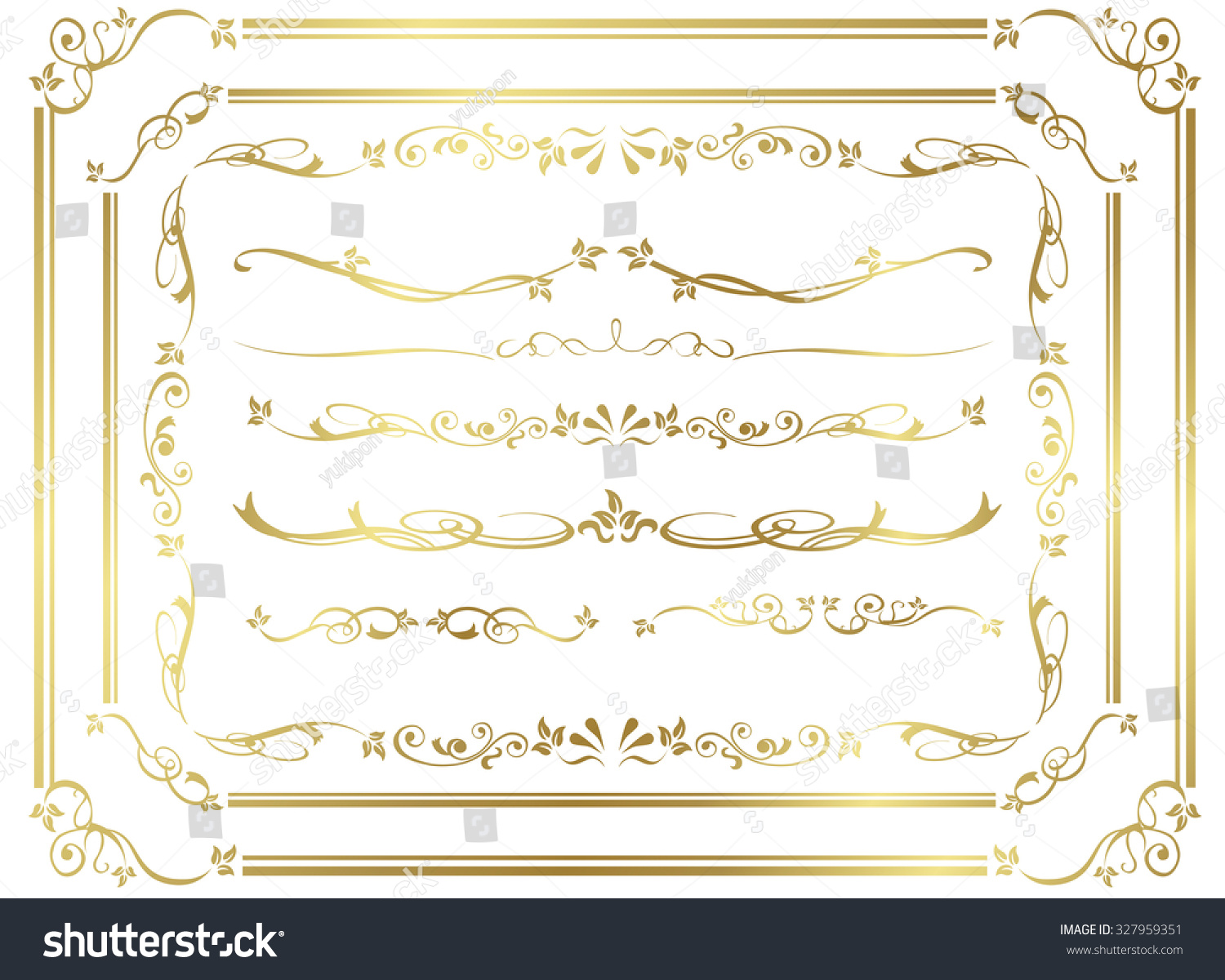 Decorative Gold Frame Set Vector Stock Vector (Royalty Free) 327959351 ...