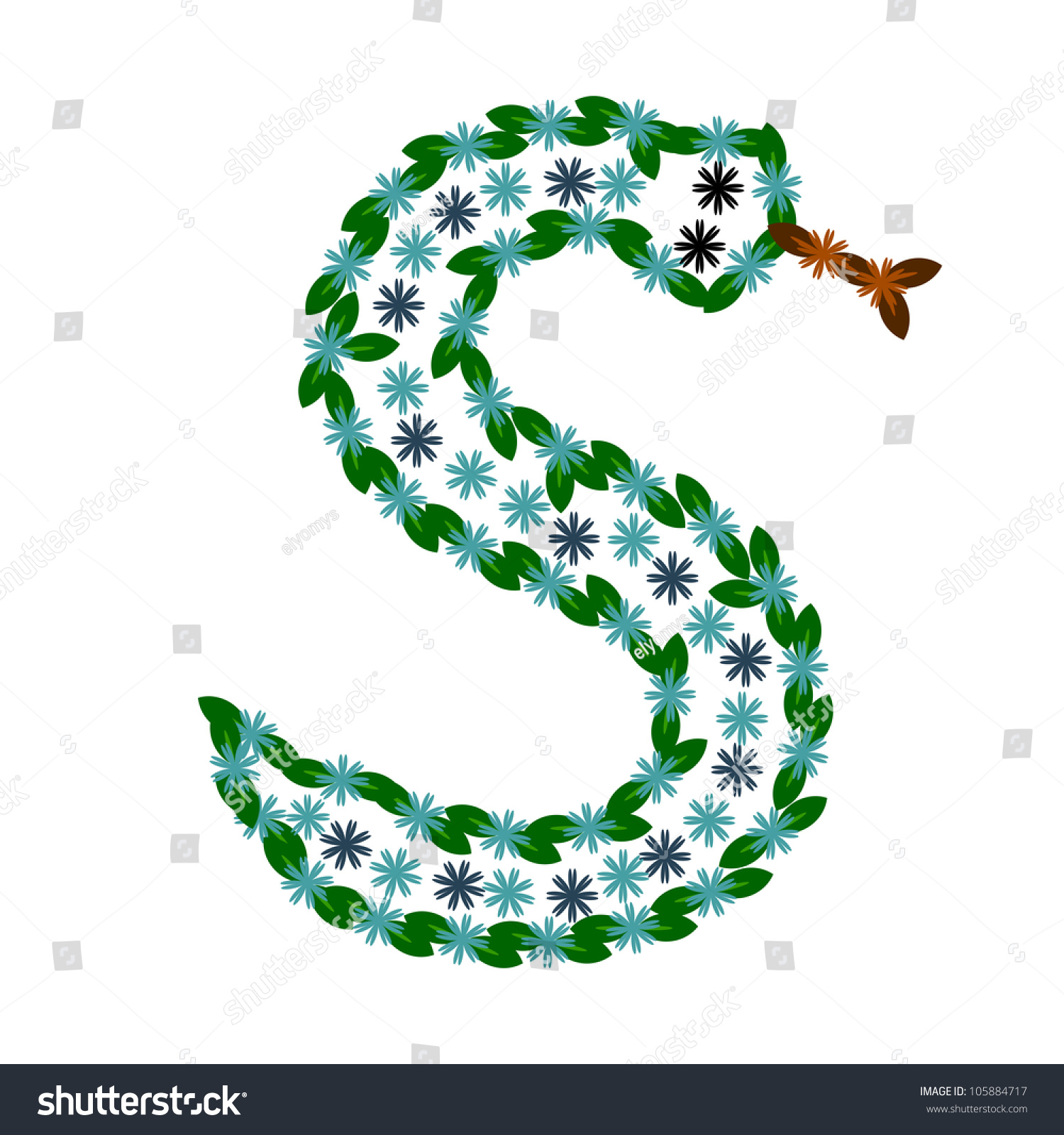Decorative Letter S Serpent Shape Stock Vector (Royalty Free) 105884717