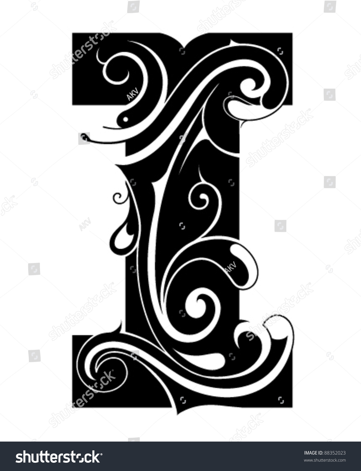 Decorative Letter Shape Font Type Stock Vector 88352023 - Shutterstock