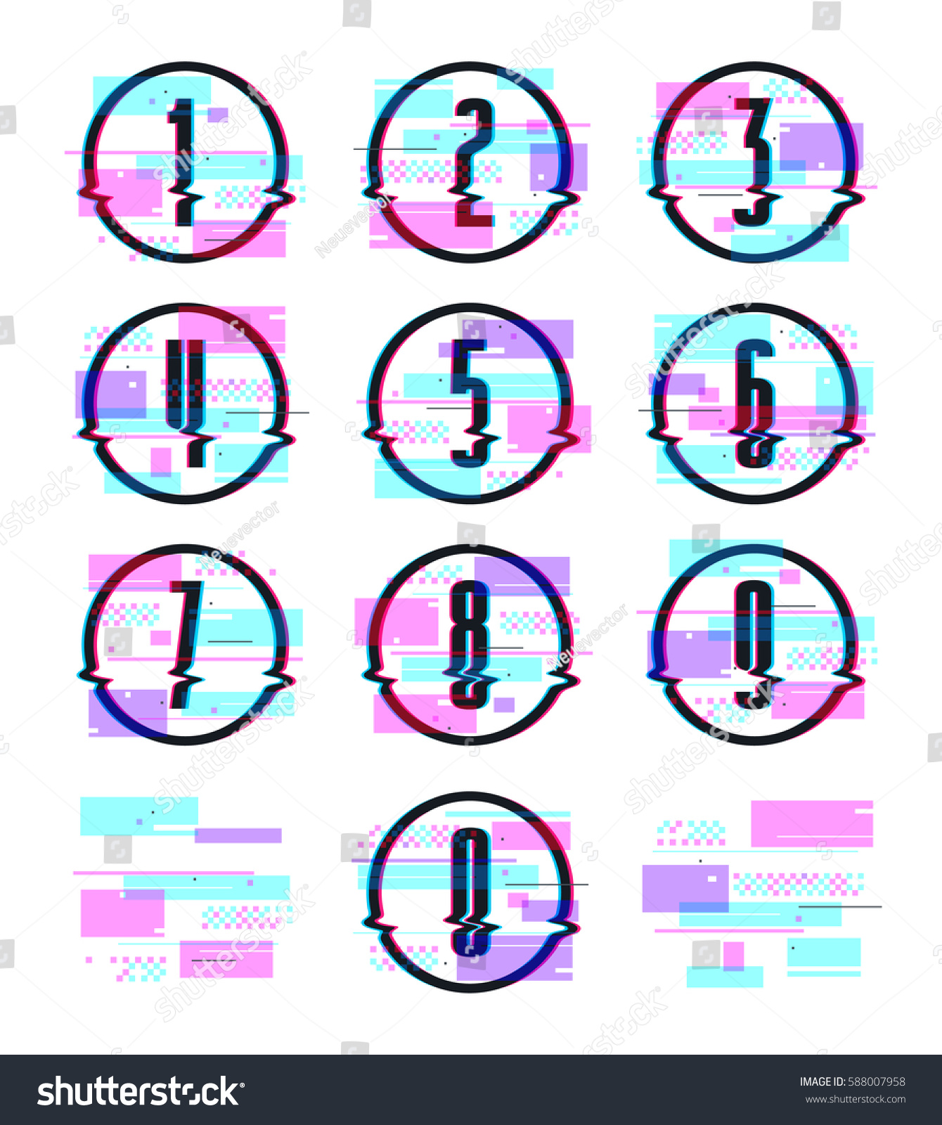 Decorative Numbers Glitch Distortion Effect 库存矢量图（免版税）588007958 ...