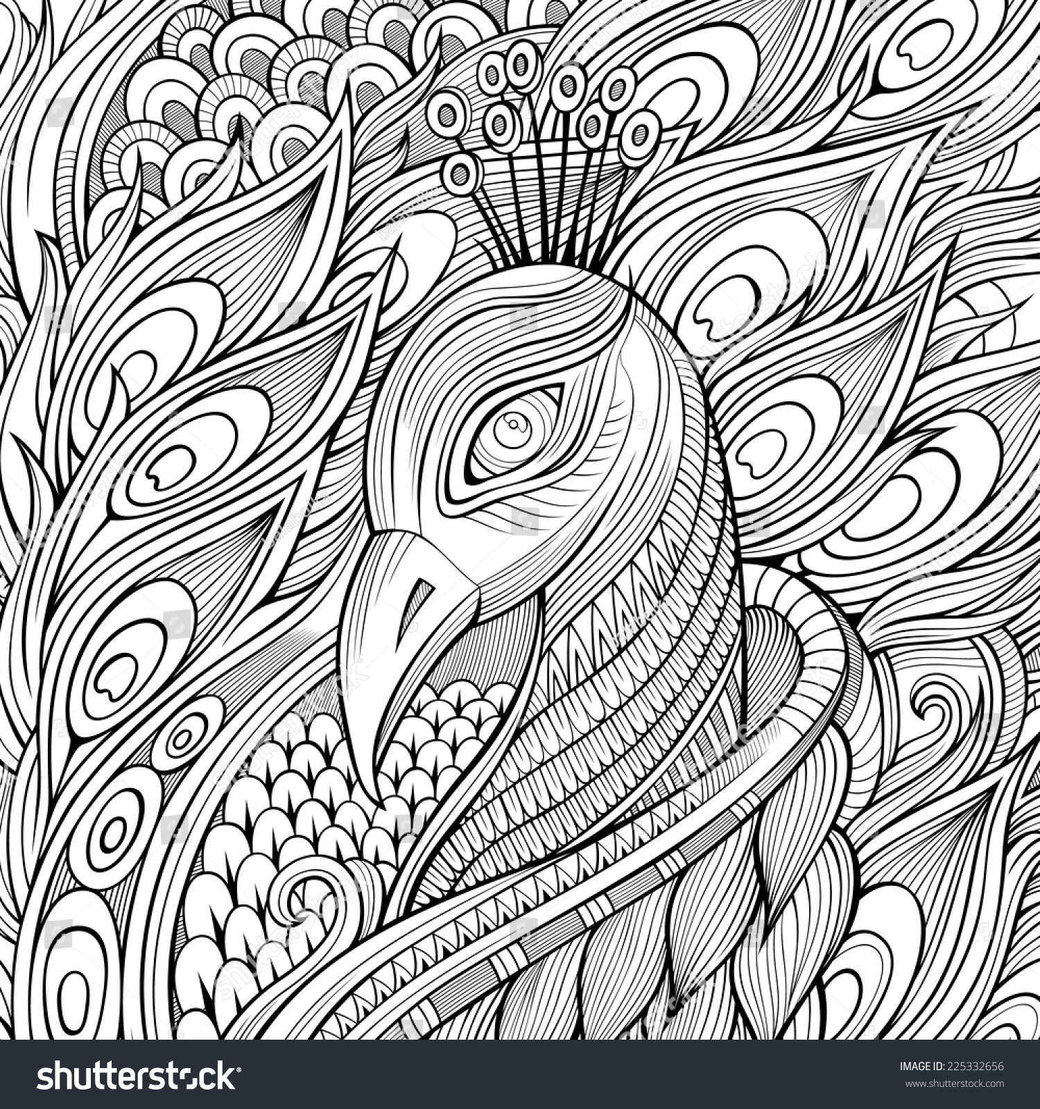 Decorative Ornamental Peacock Background Vector Illustration Stock