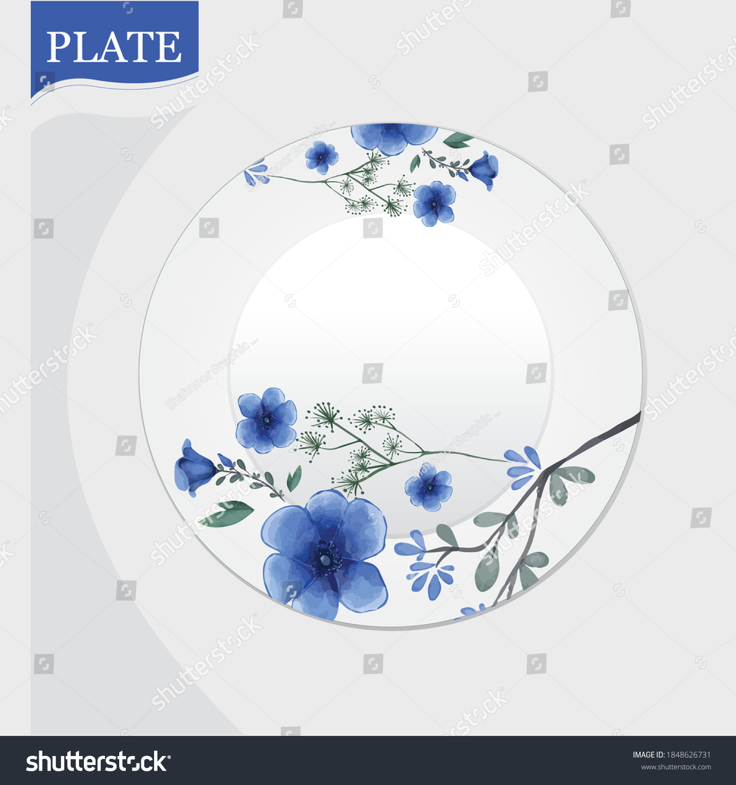 Decorative Plates Interior Design Stock Vector (Royalty Free) 1848626731