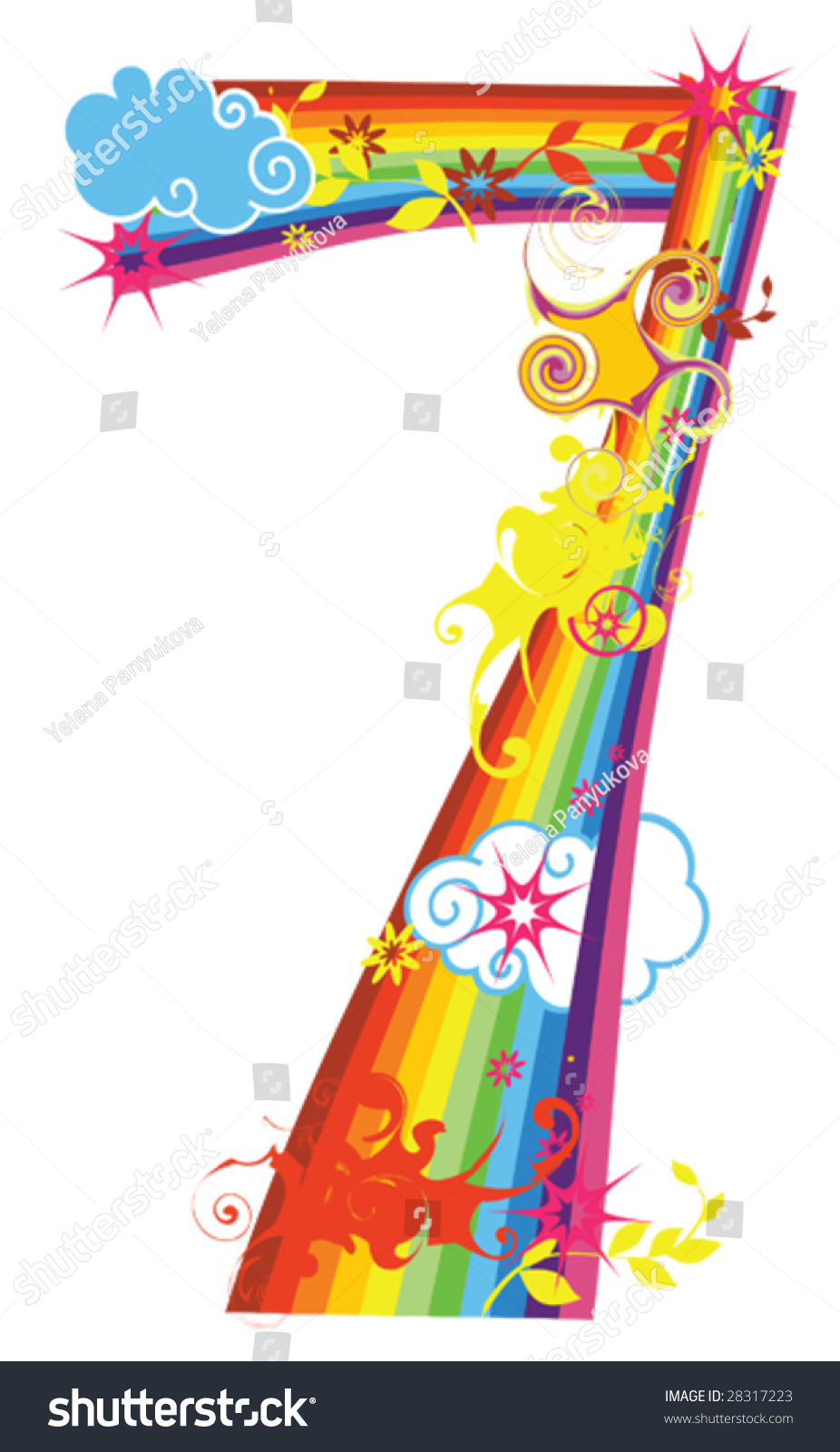 Decorative Rainbow Number For Design Stock Vector Illustration 28317223 ...