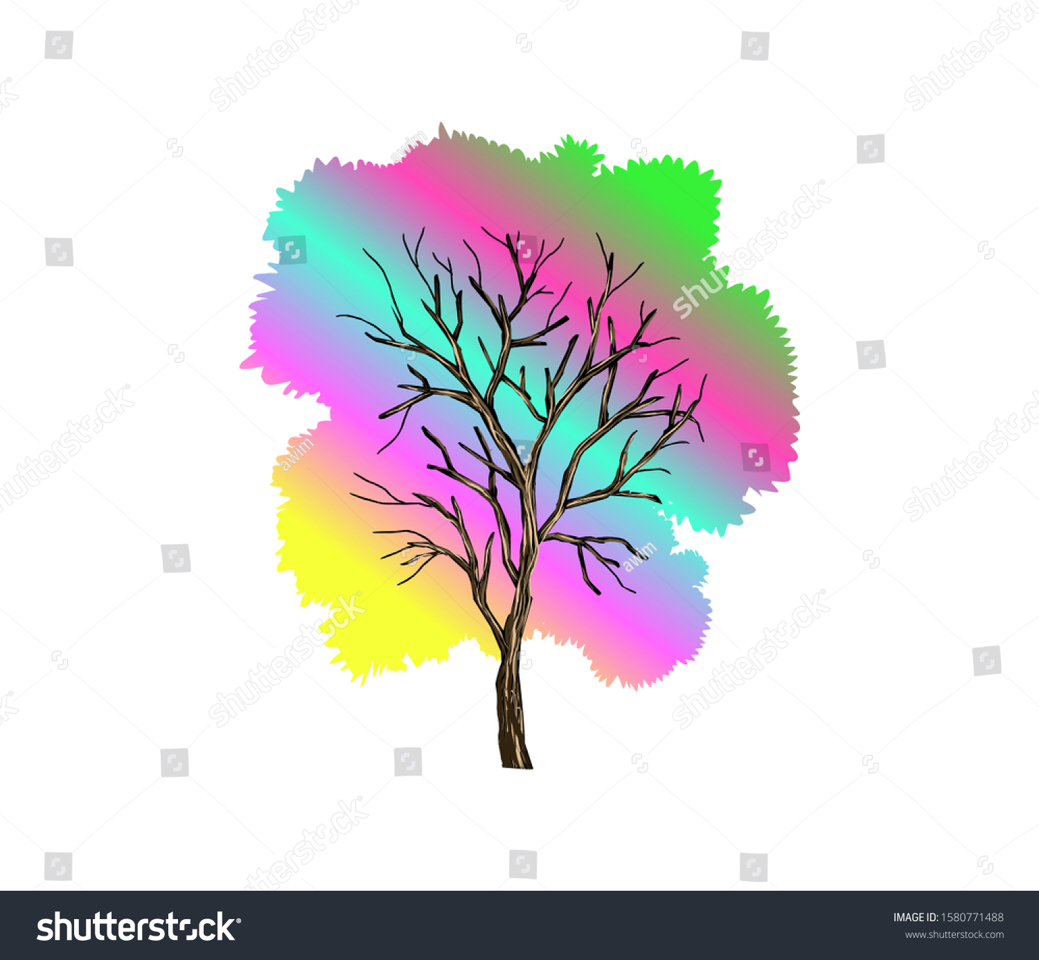 Decorative Rainbow Tree Vector Illustration Vibrant Stock Vector ...