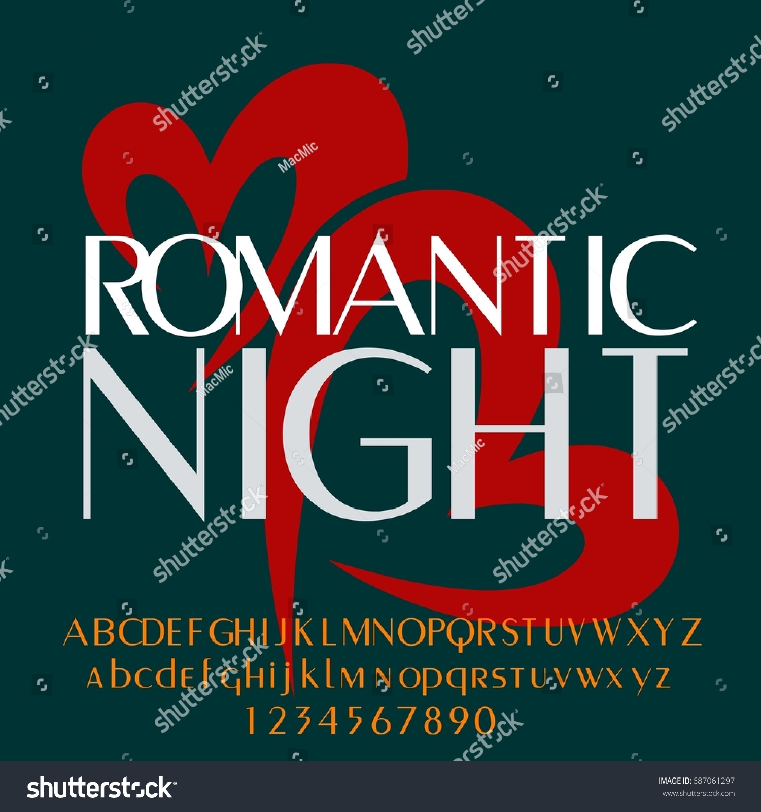 Decorative Romantic Night Script Handcrafted Vector Stock Vector ...