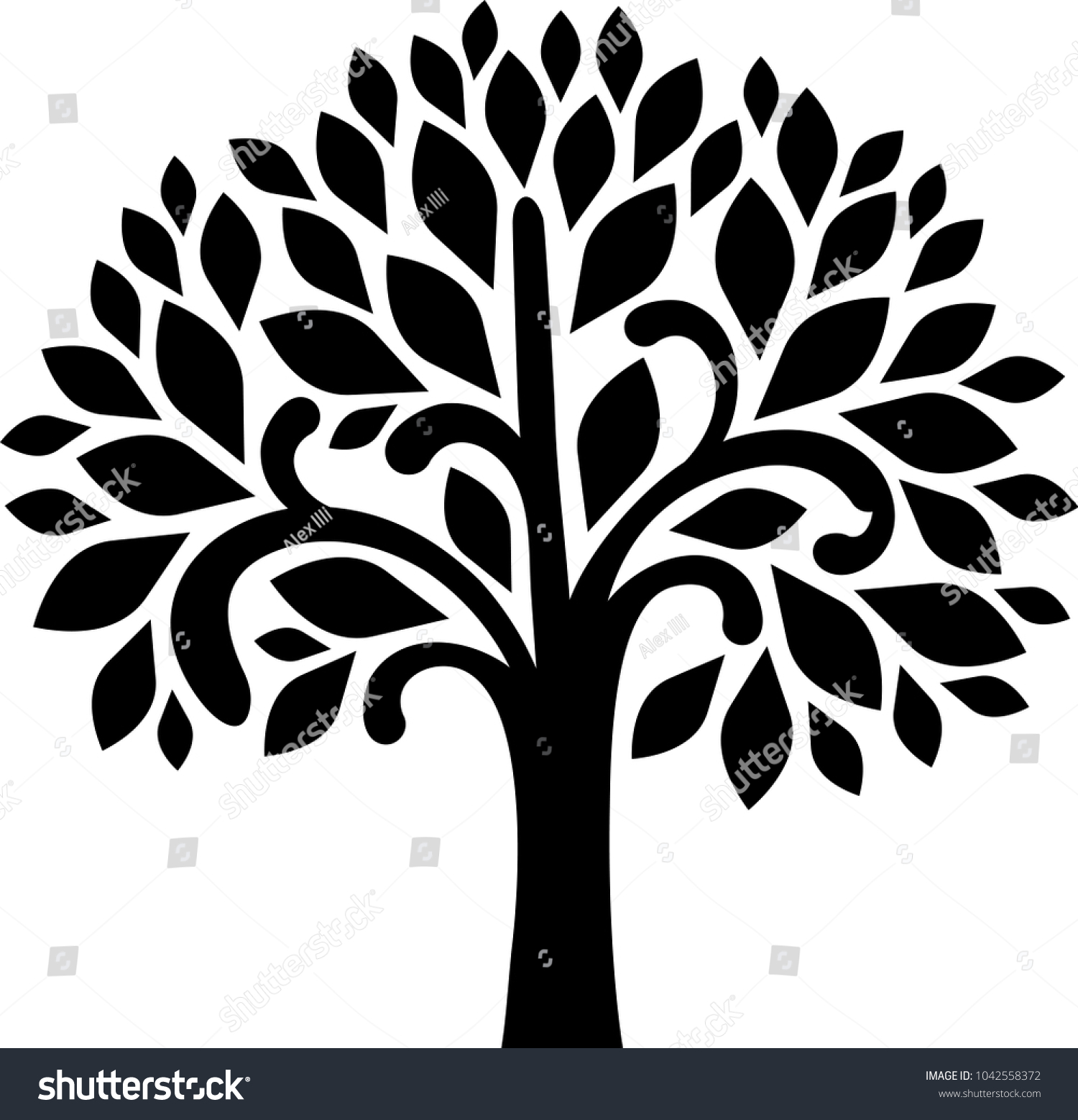 Decorative Tree Series Stock Vector (Royalty Free) 1042558372
