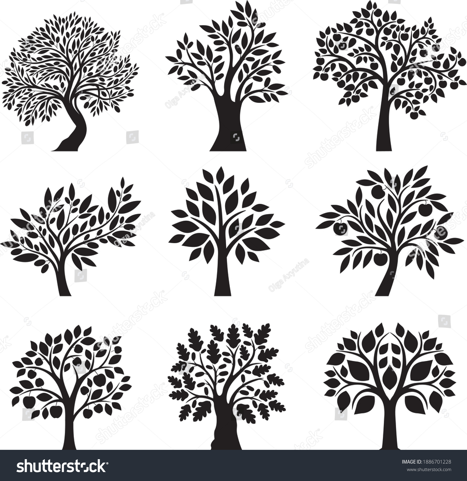 Decorative Tree Series Vector Illustration Stock Vector (Royalty Free ...