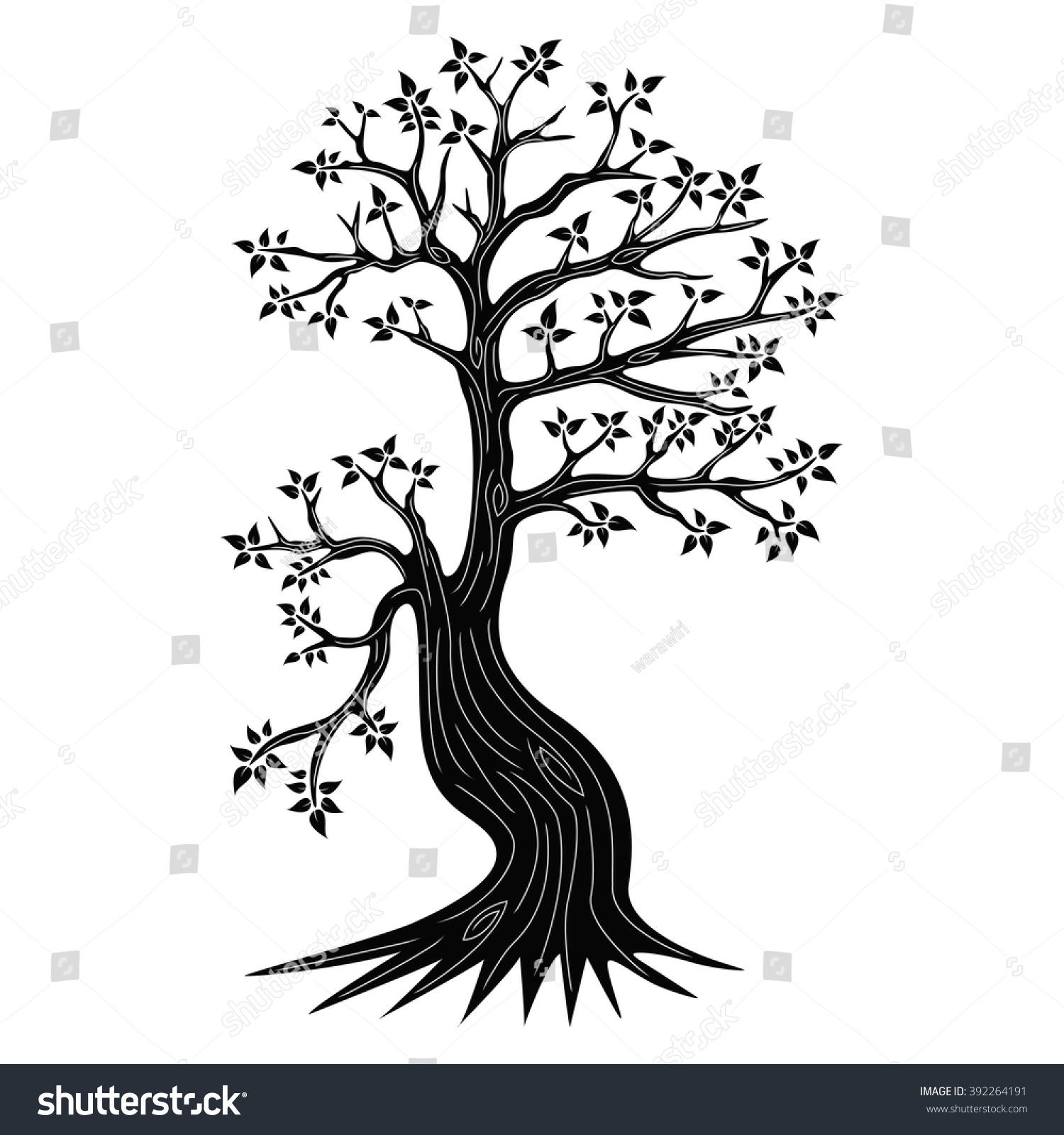 Decorative Tree Silhouette Stock Vector (Royalty Free) 392264191