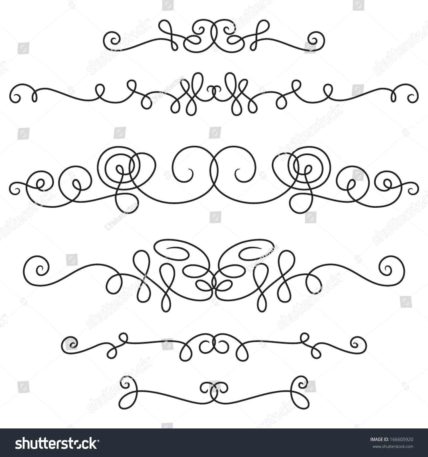 Decorative Vignettes Vintage Borders Scrolls Vector: เวกเตอร์สต็อก ...