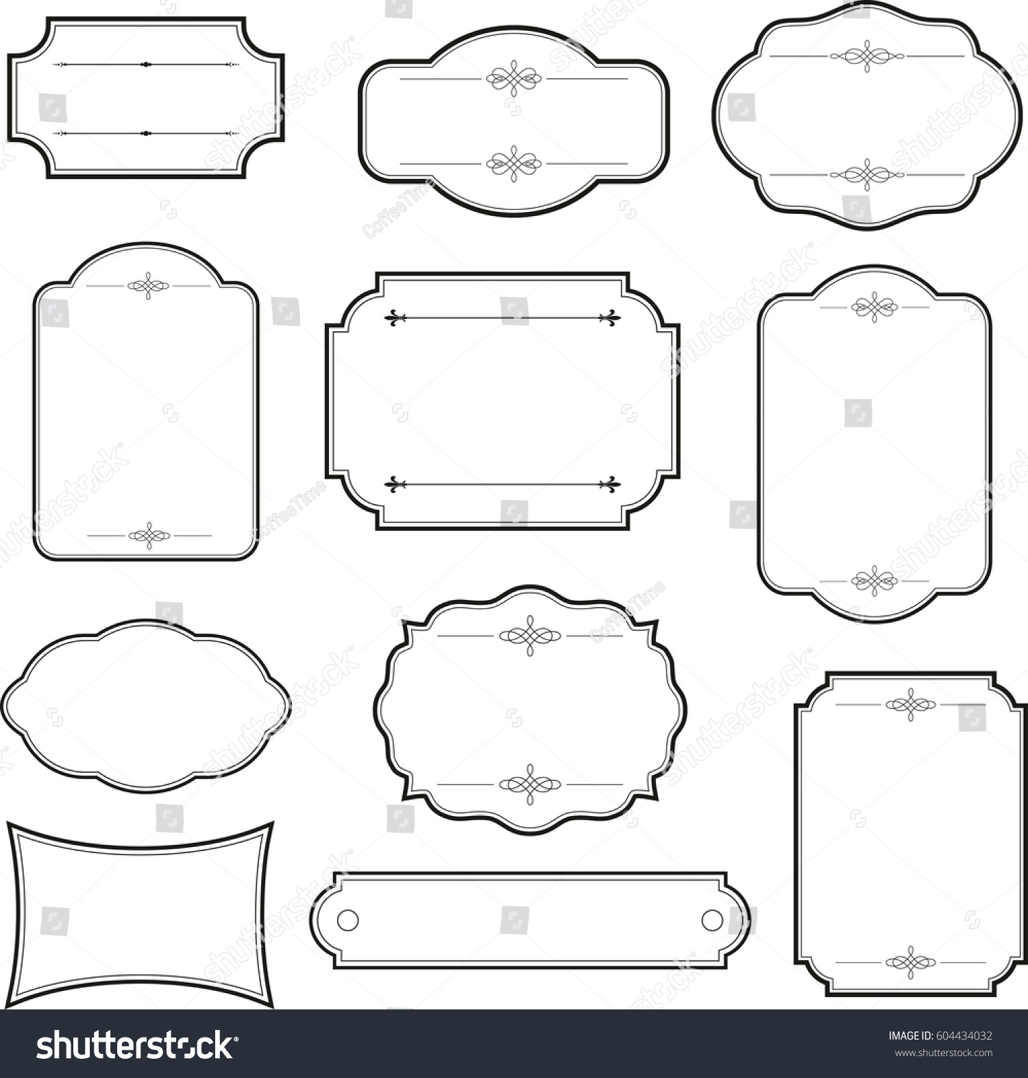 Decorative Vintage Graphic Frames Borders Set Stock Vector (Royalty ...