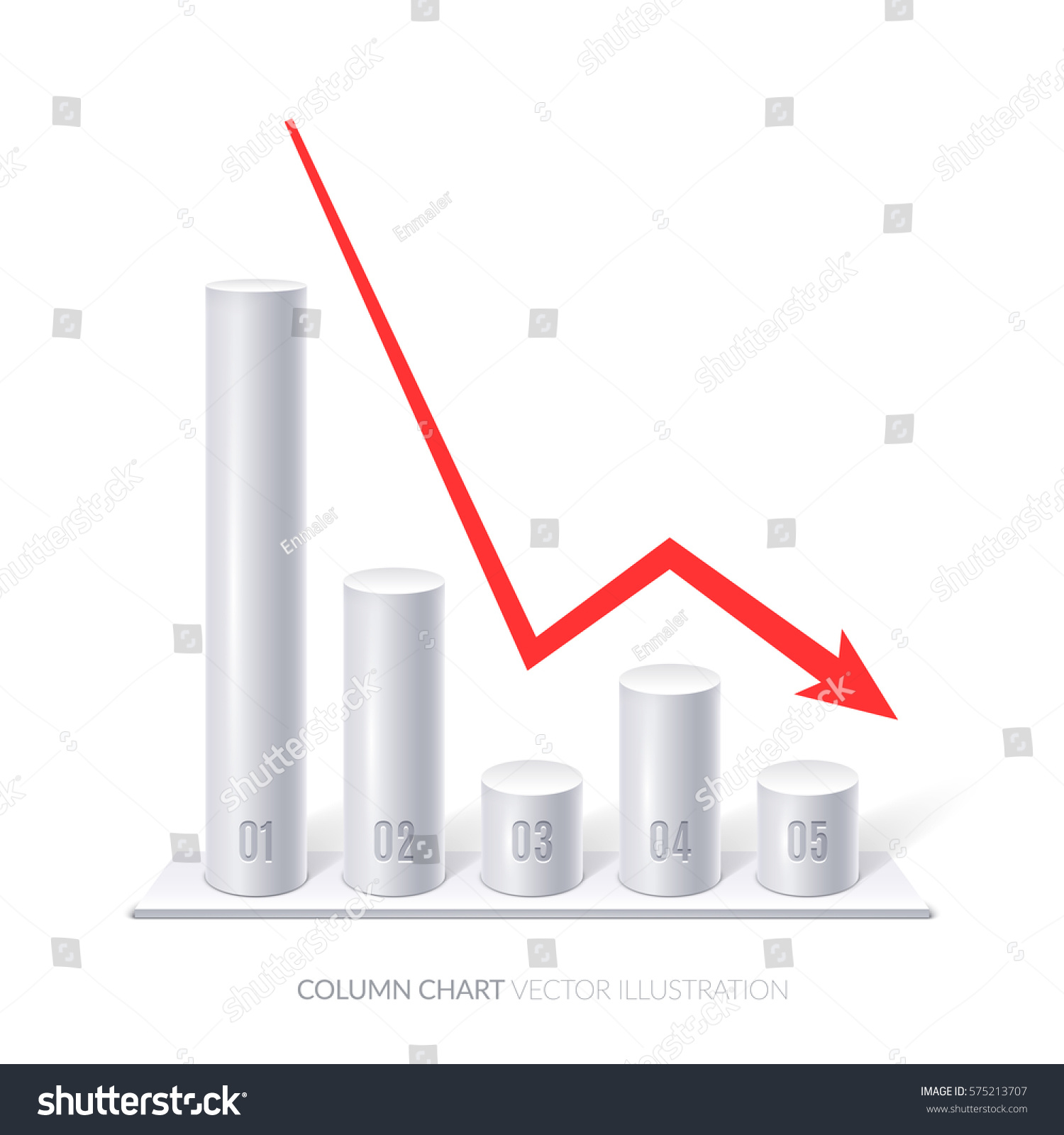 Decreasing Bar Graph Red Arrow: vector de stock (libre de regalías ...