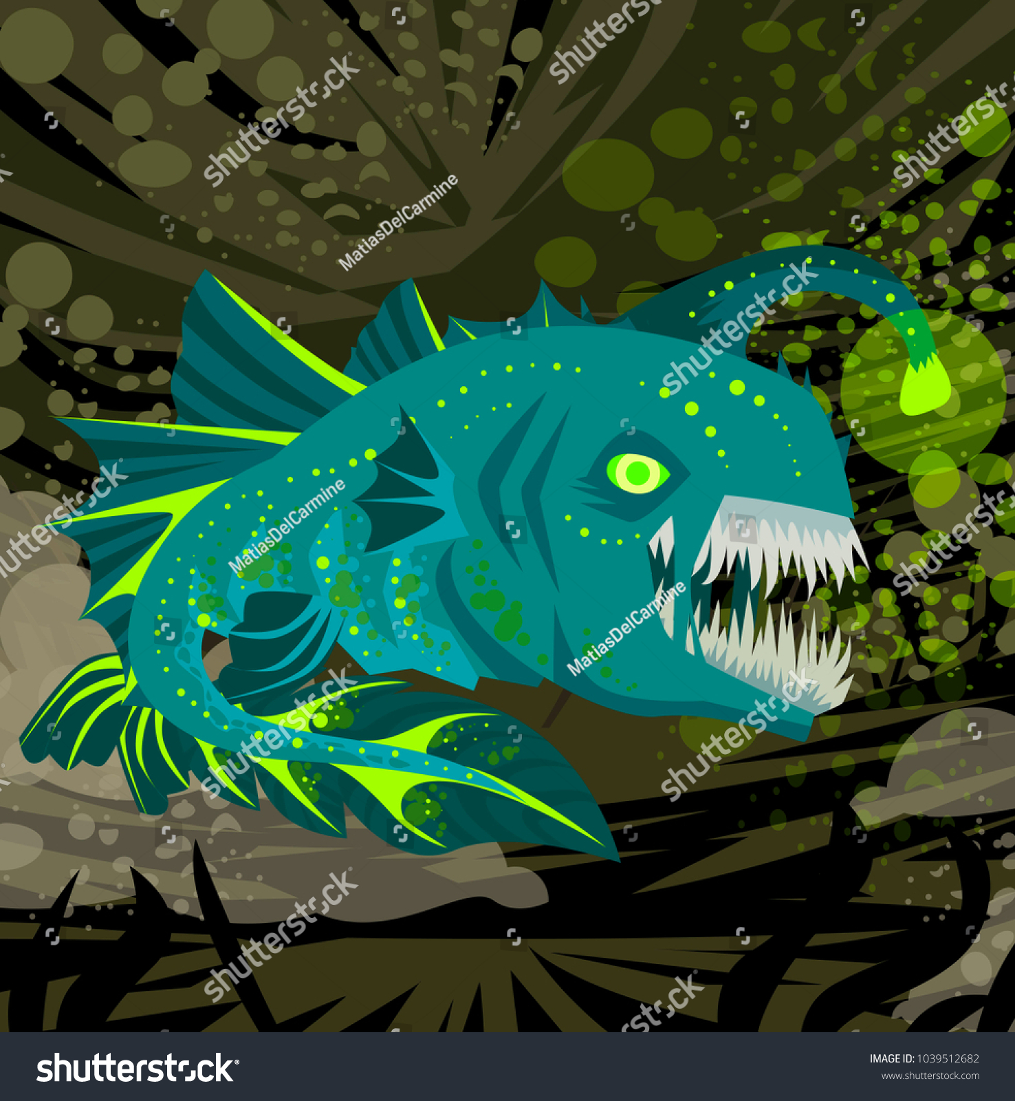 Deep Abyss Light Fish Stock Vector (Royalty Free) 1039512682 | Shutterstock