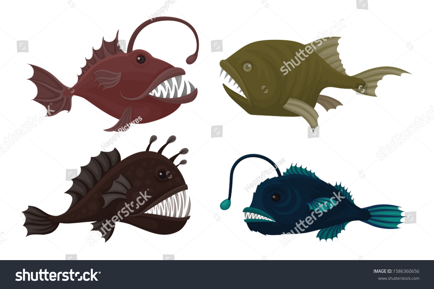 Deep Sea Creatures Vector Set Marine: Vector có sẵn (miễn phí bản quyền ...