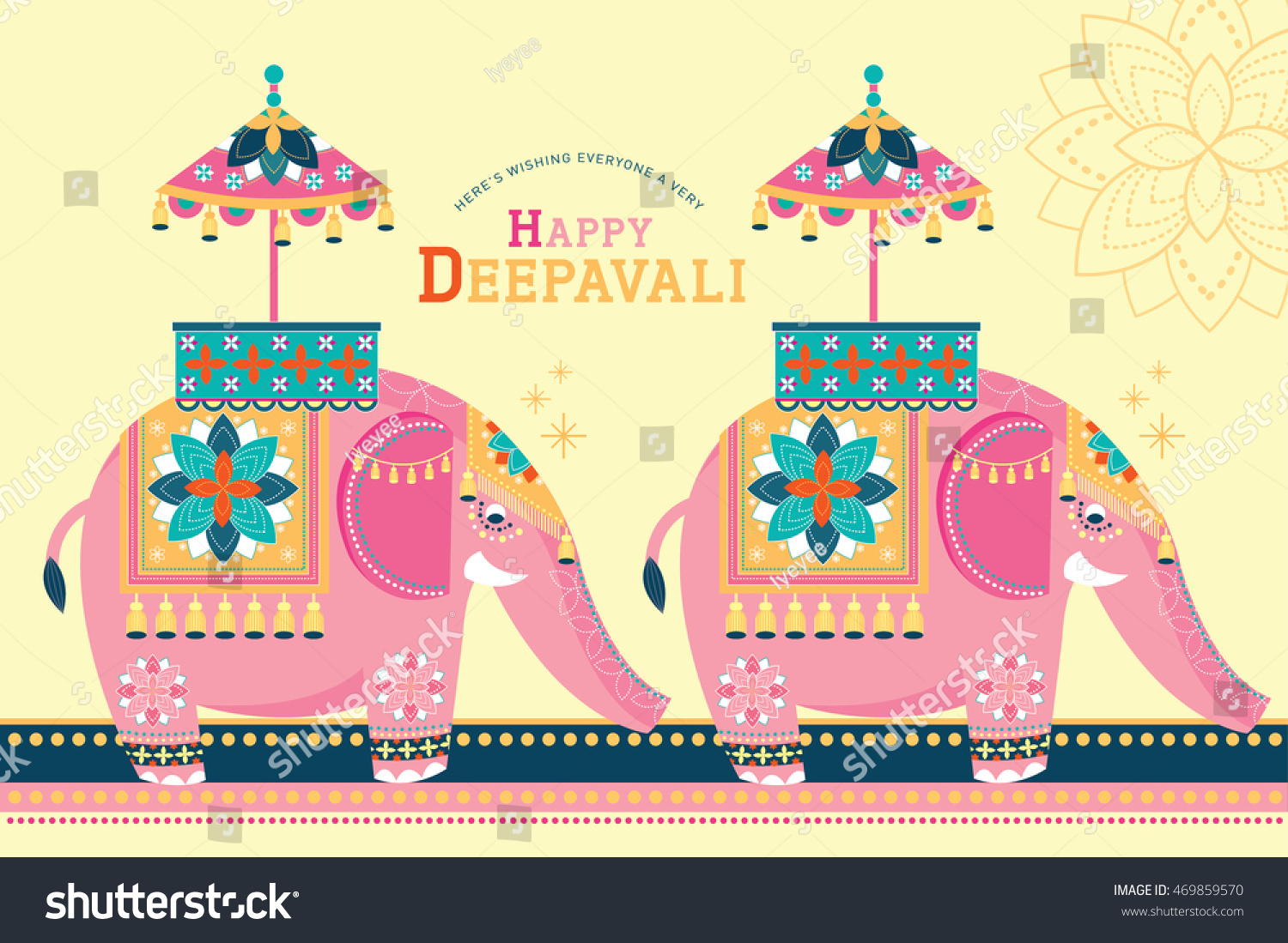 Vektor Stok Deepavali Template Indian Elephant Vectorillustration ...