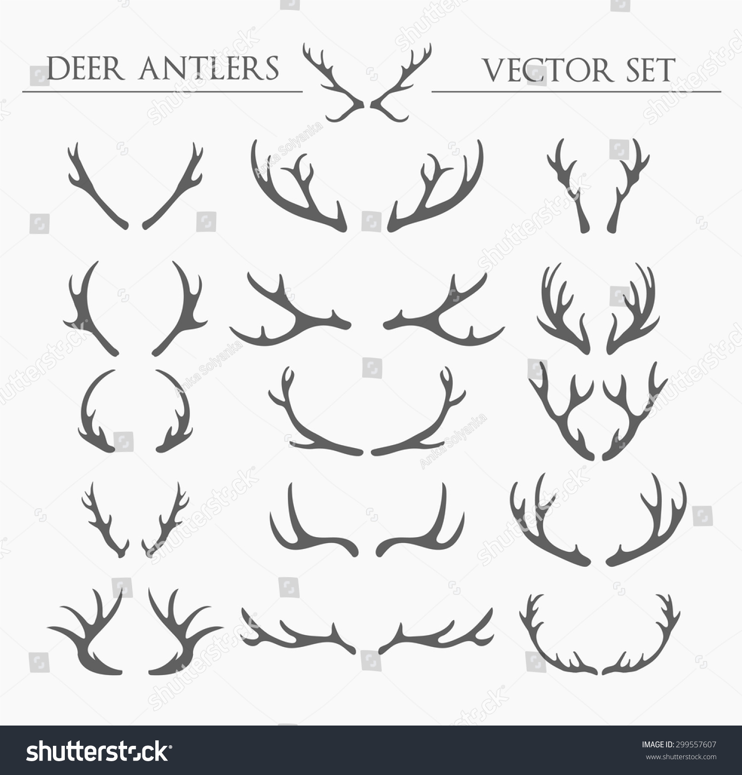 Deer Antlers. Vector Set - 299557607 : Shutterstock