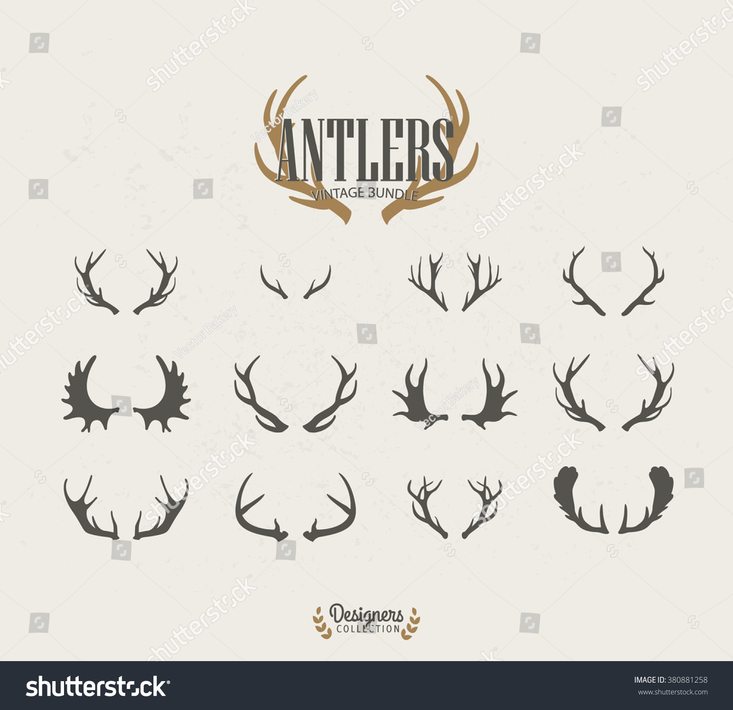 Deer Antlers Vector Set 스톡 벡터(로열티 프리) 380881258 | Shutterstock
