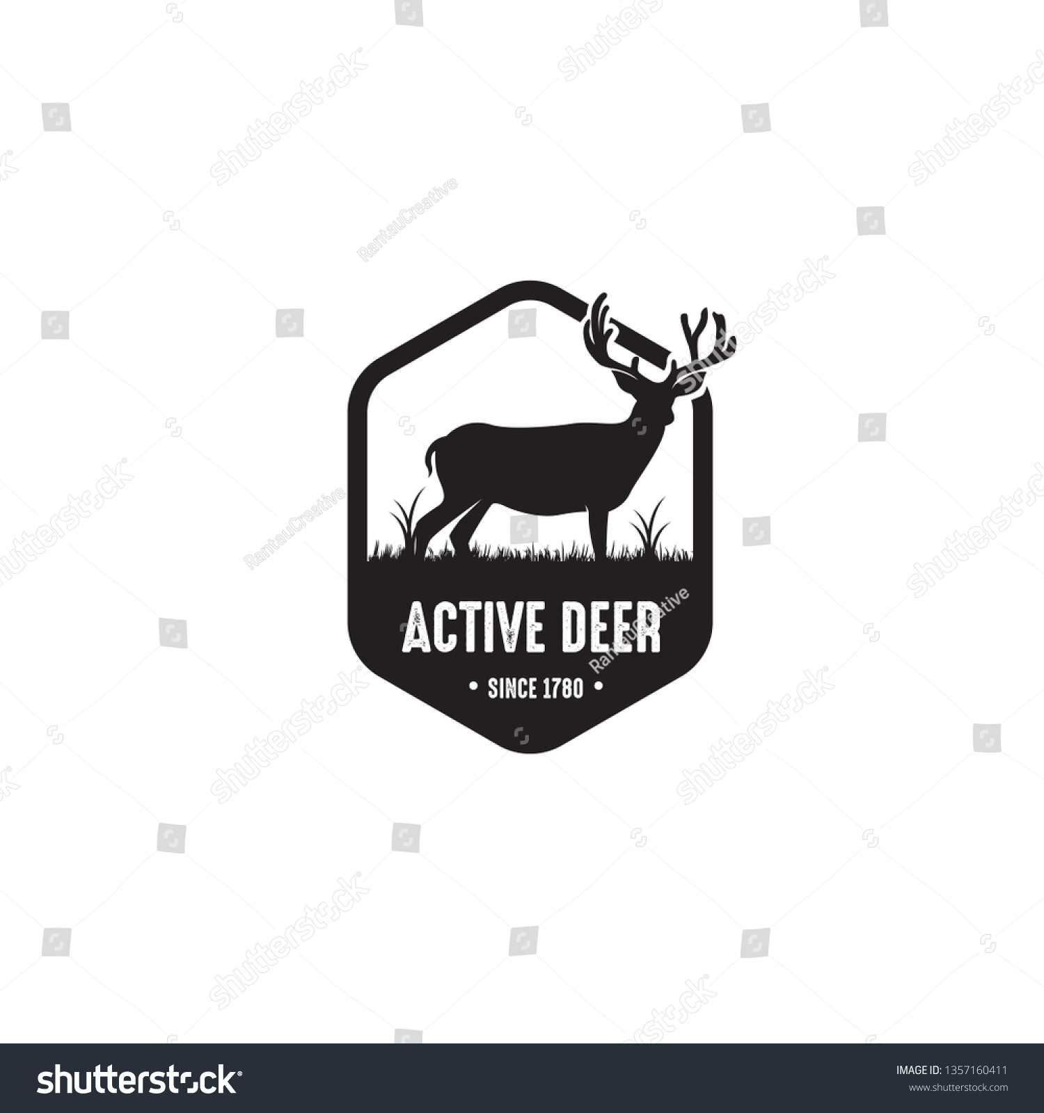 Deer Badge Logo Template Stock Vector (Royalty Free) 1357160411 ...