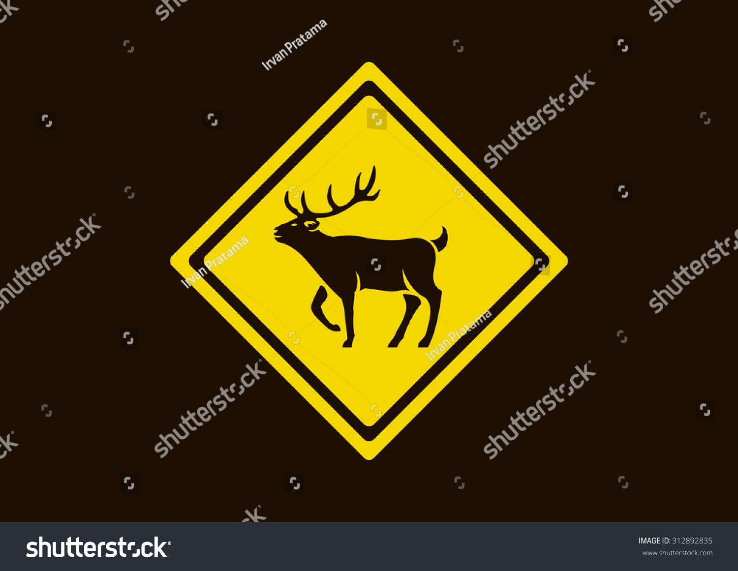 Deer Crossing Road Sign Stock Vector (Royalty Free) 312892835 ...