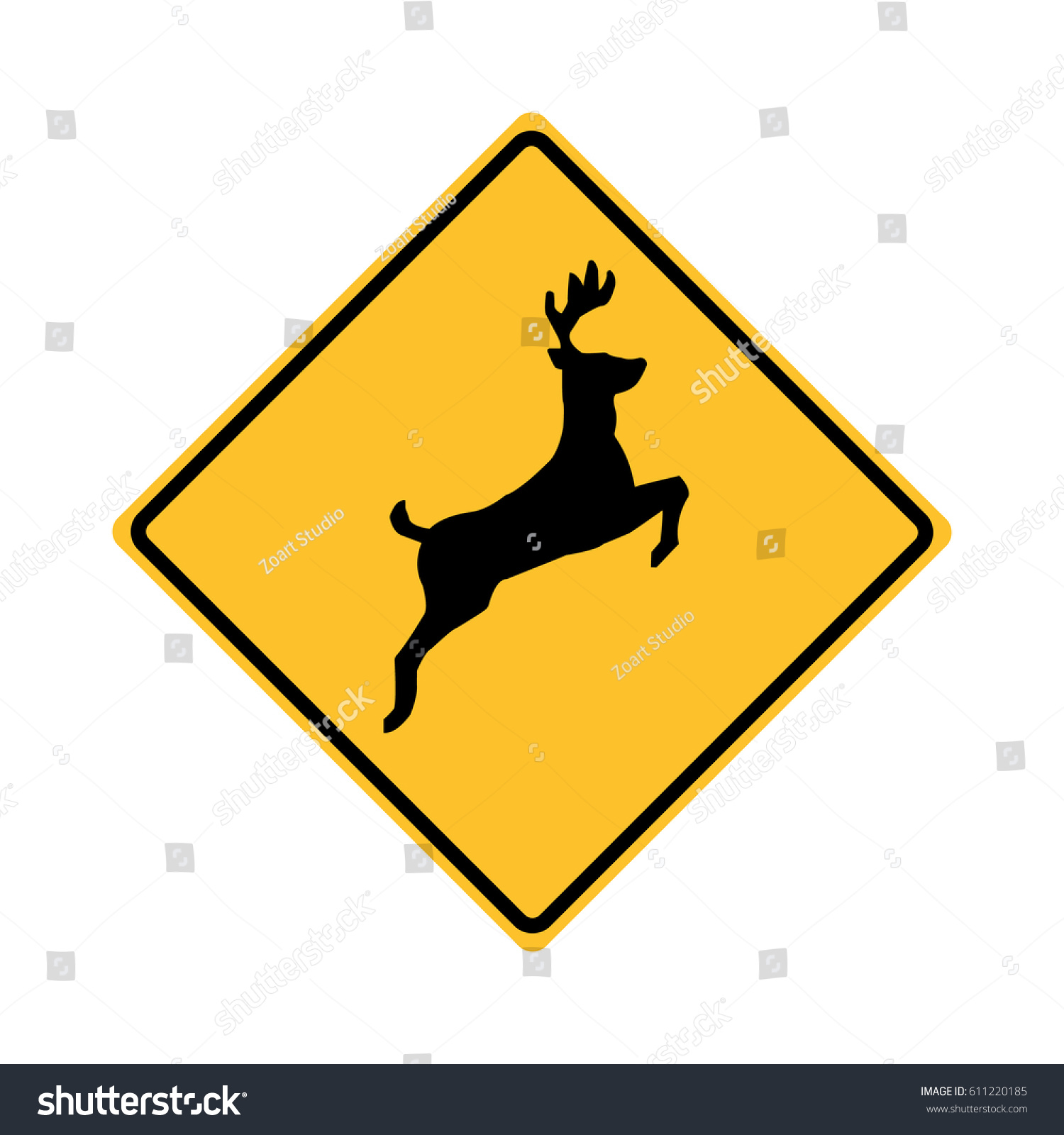 Deer Crossing Sign Stock Vector (Royalty Free) 611220185 | Shutterstock