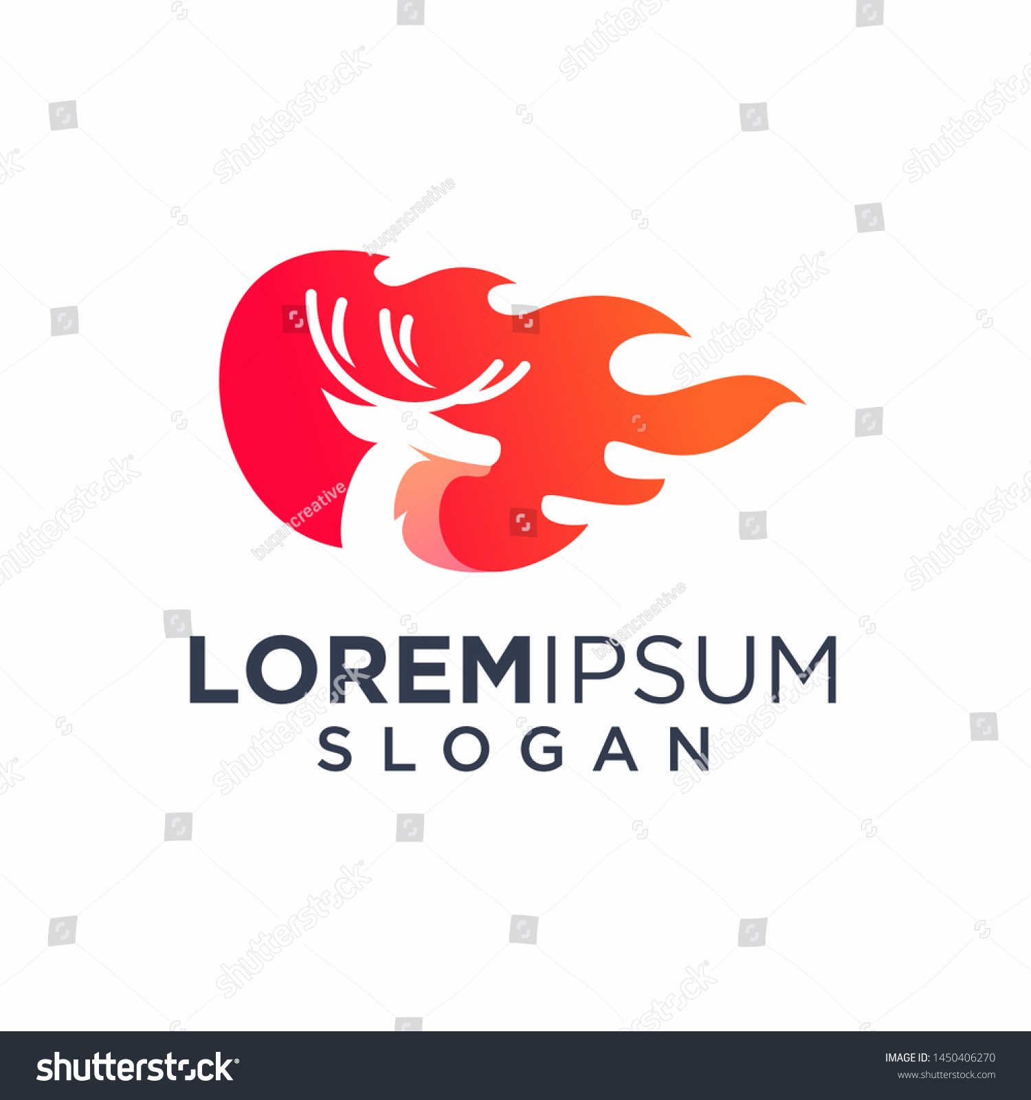 Deer Fire Logo Design Vector Illustration Stock Vector (Royalty Free ...