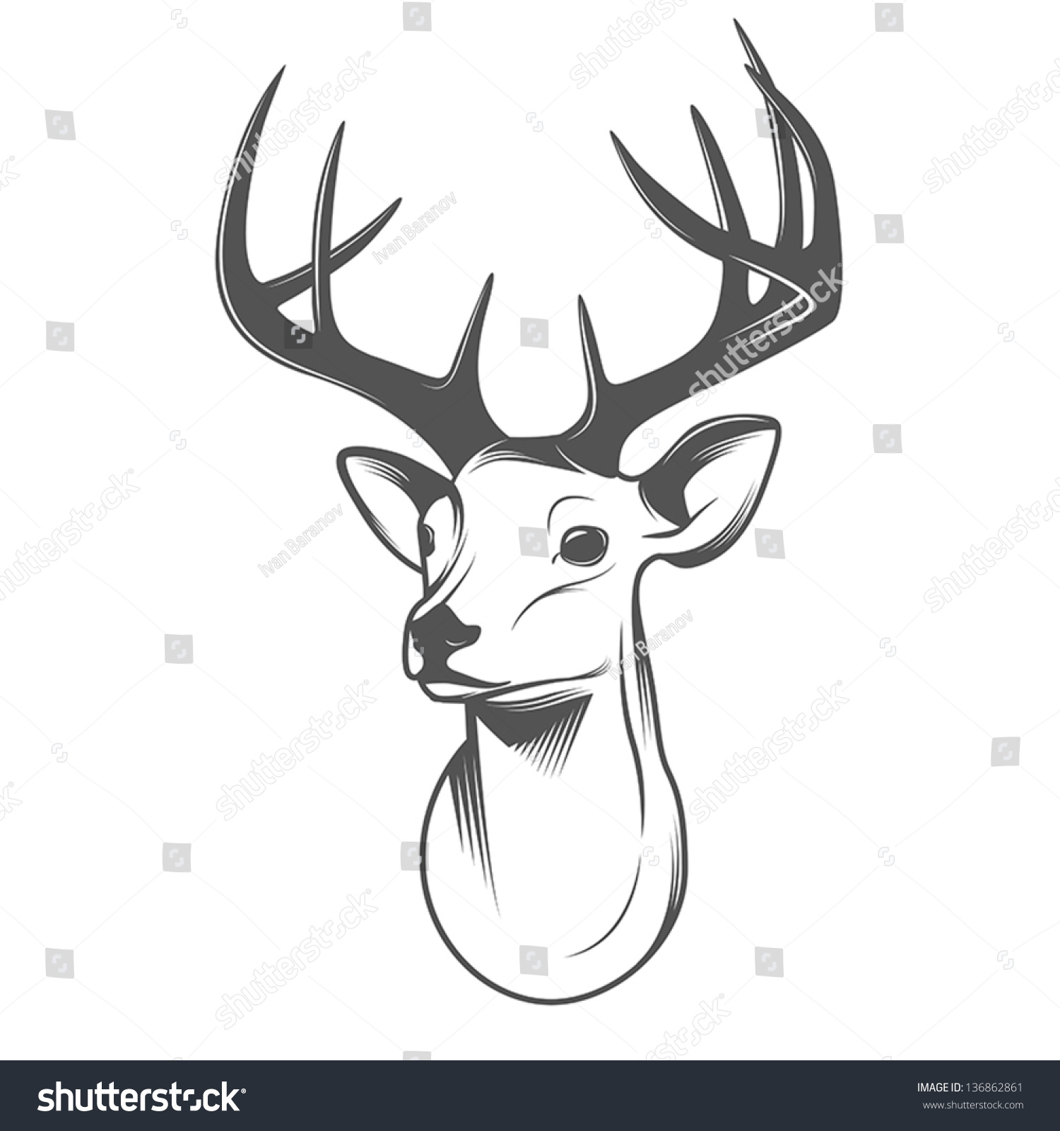 Deer Head Isolated On White Background Stock Vector (Royalty Free ...