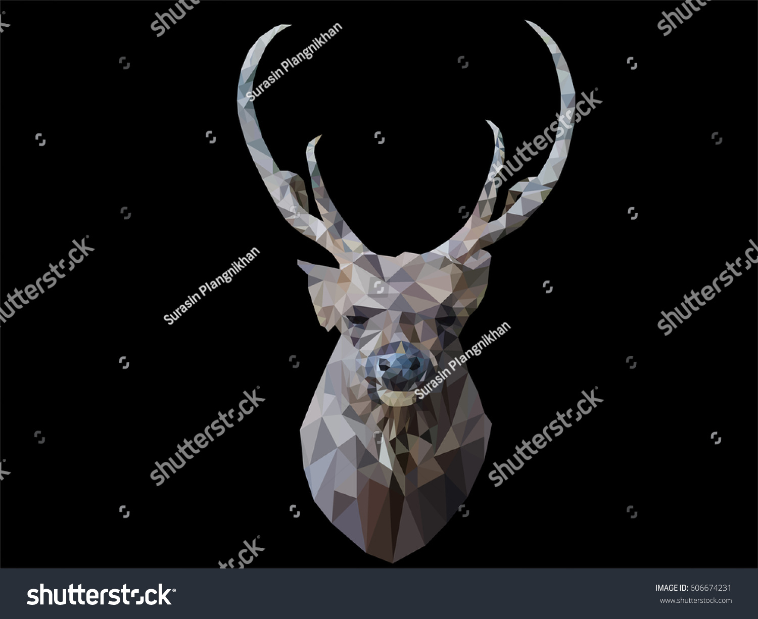 Deer Head Polygon Vector Black Background: vector de stock (libre de ...
