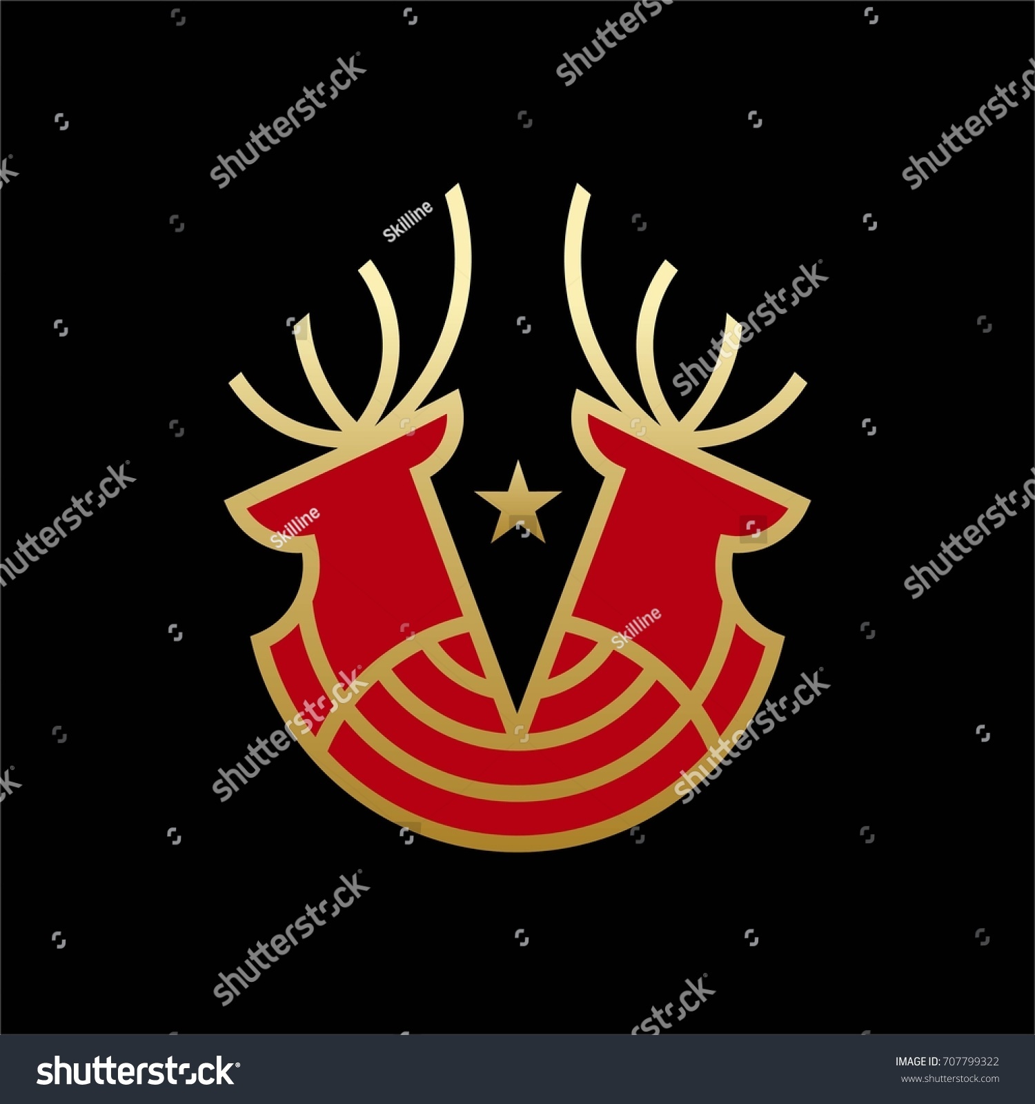 Deer Head Shield Logo Stock Vector (Royalty Free) 707799322 | Shutterstock