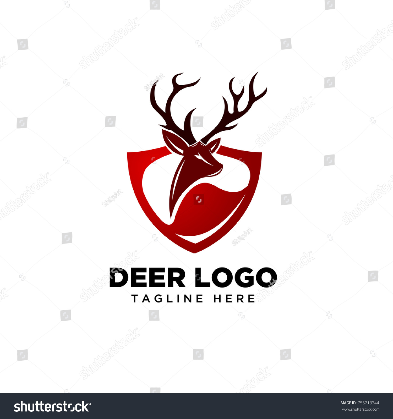 Deer Head Shield Logo Stock Vector (Royalty Free) 755213344 | Shutterstock